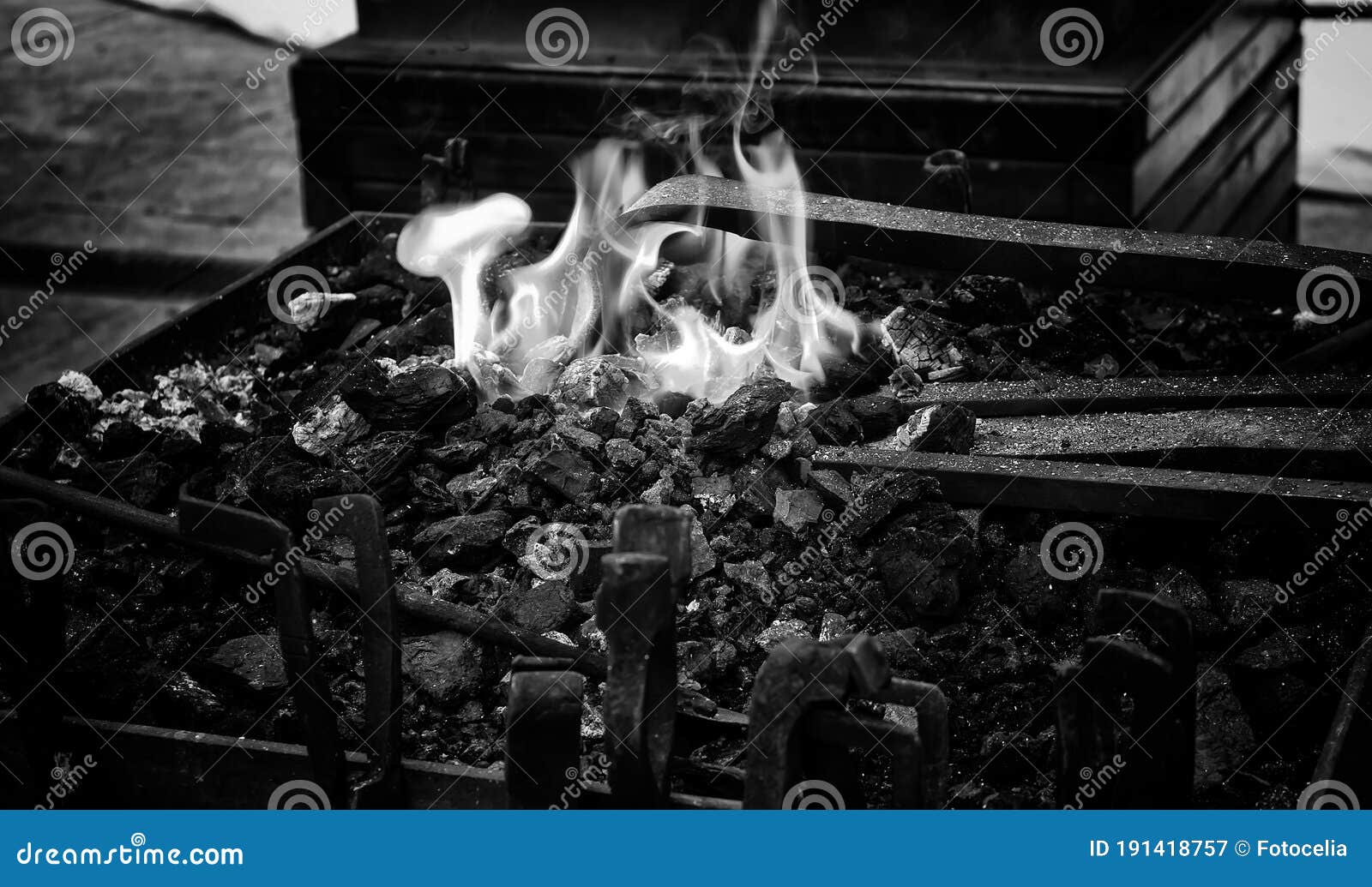Fire in the forge stock image. Image of bright, forging - 191418757