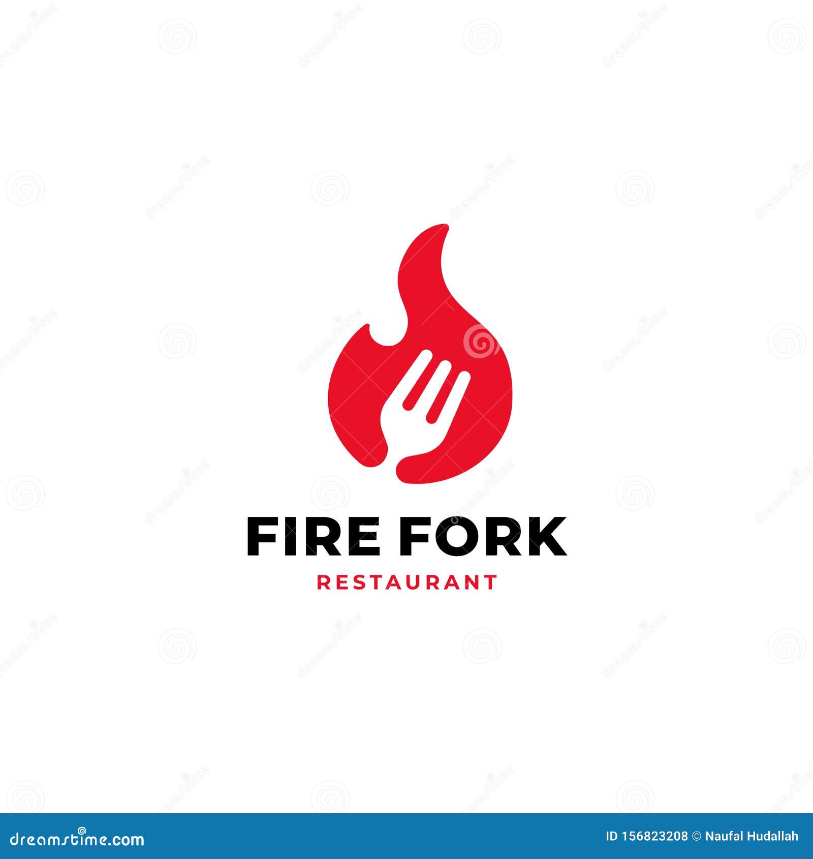 Fire Fork Vector Logo Design for Fresh Food Restaurant Brand Identity ...