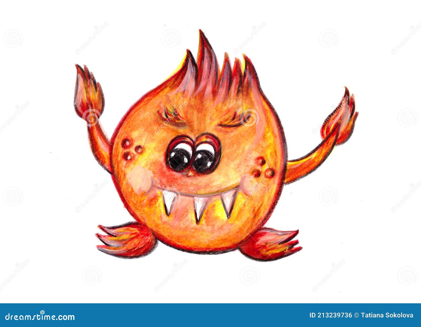 Fiery Monster, Devil Character Vector Illustration On A White ...