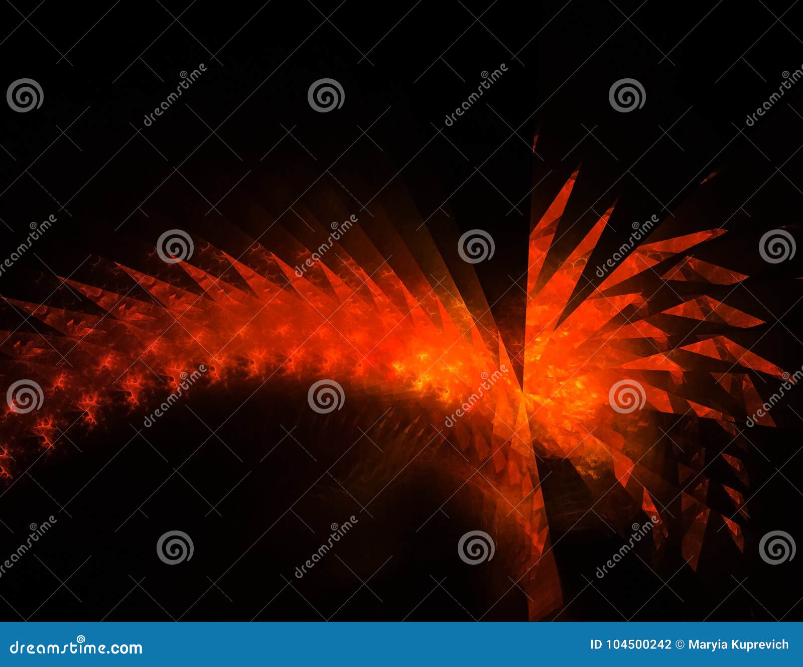 Fire Fractal Wave on Black Background Stock Illustration - Illustration ...