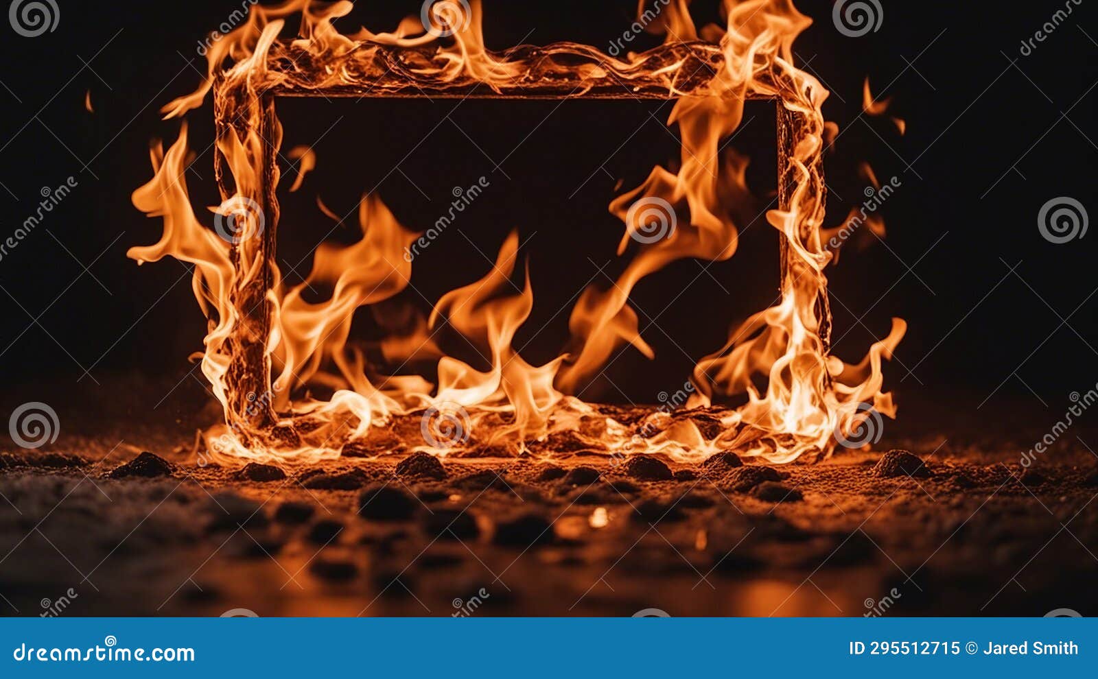 Fire Frame Burning a Fiery Frame in the Darkness, Creating a Contrast ...
