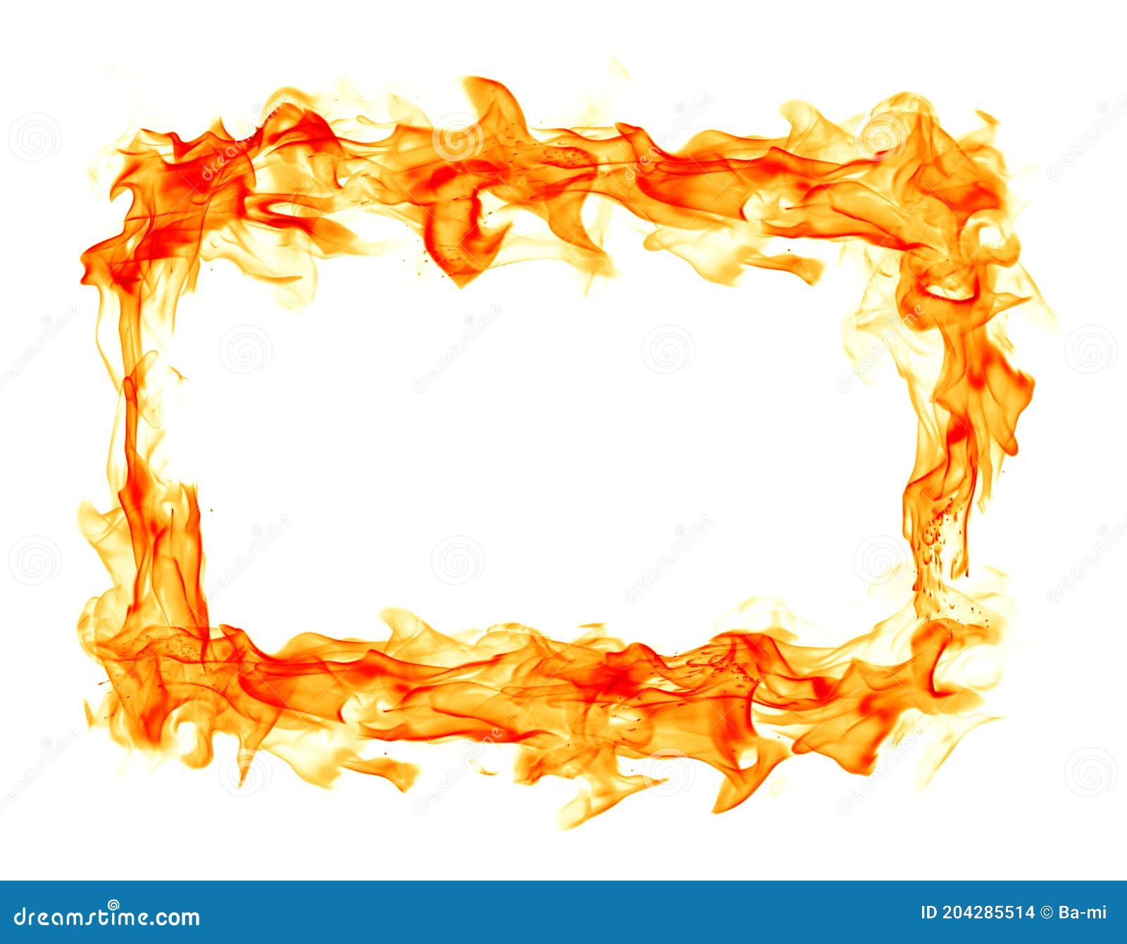 Fire Frame on White Background Stock Photo - Image of fuel, background ...