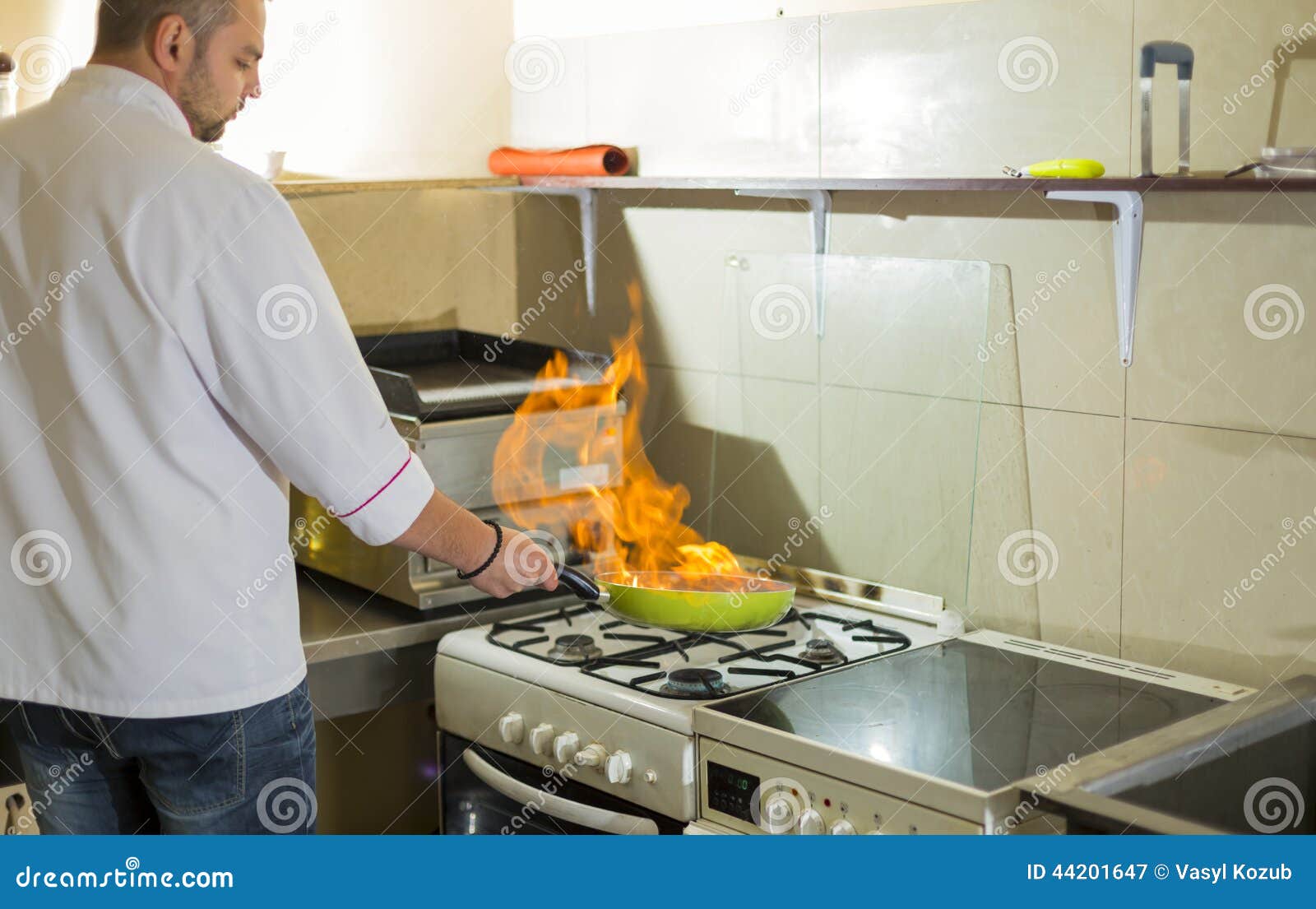Fire in a frying pan stock image. Image of gourmet, culinary - 44201647