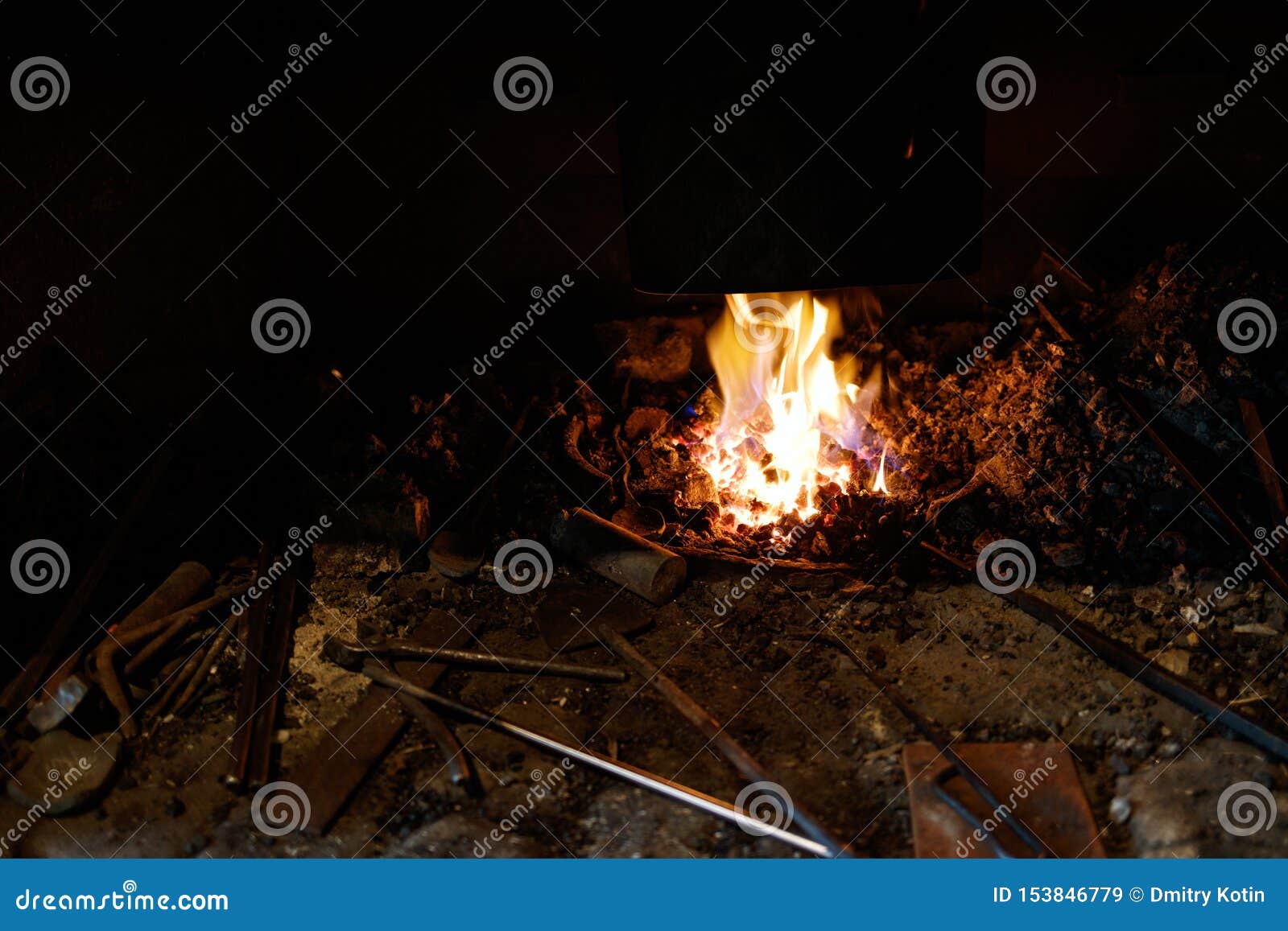 The Fire in the Furnace of the Blacksmith. Stock Image - Image of ...