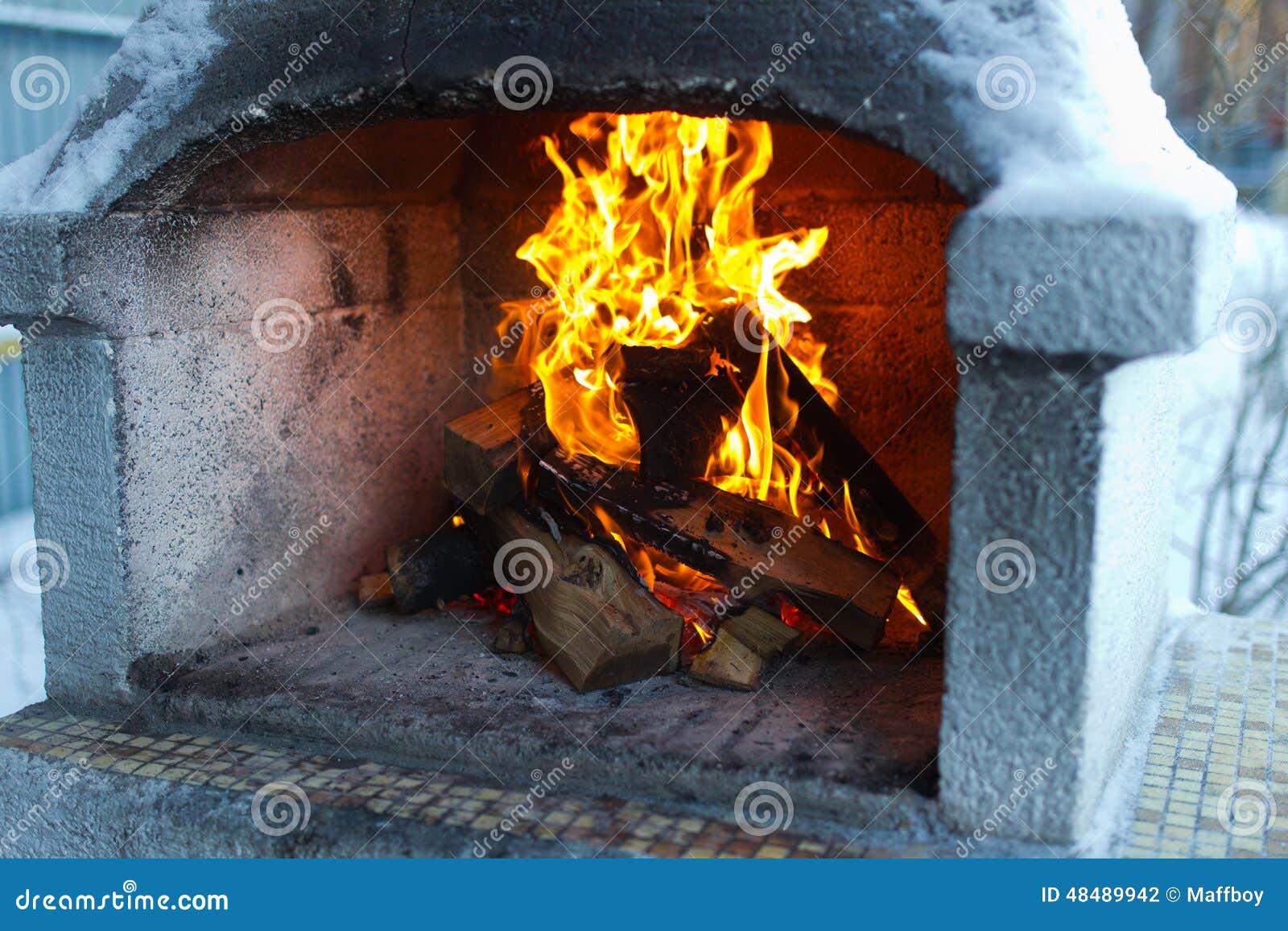 Fire in the furnace stock photo. Image of brick, dark - 48489942