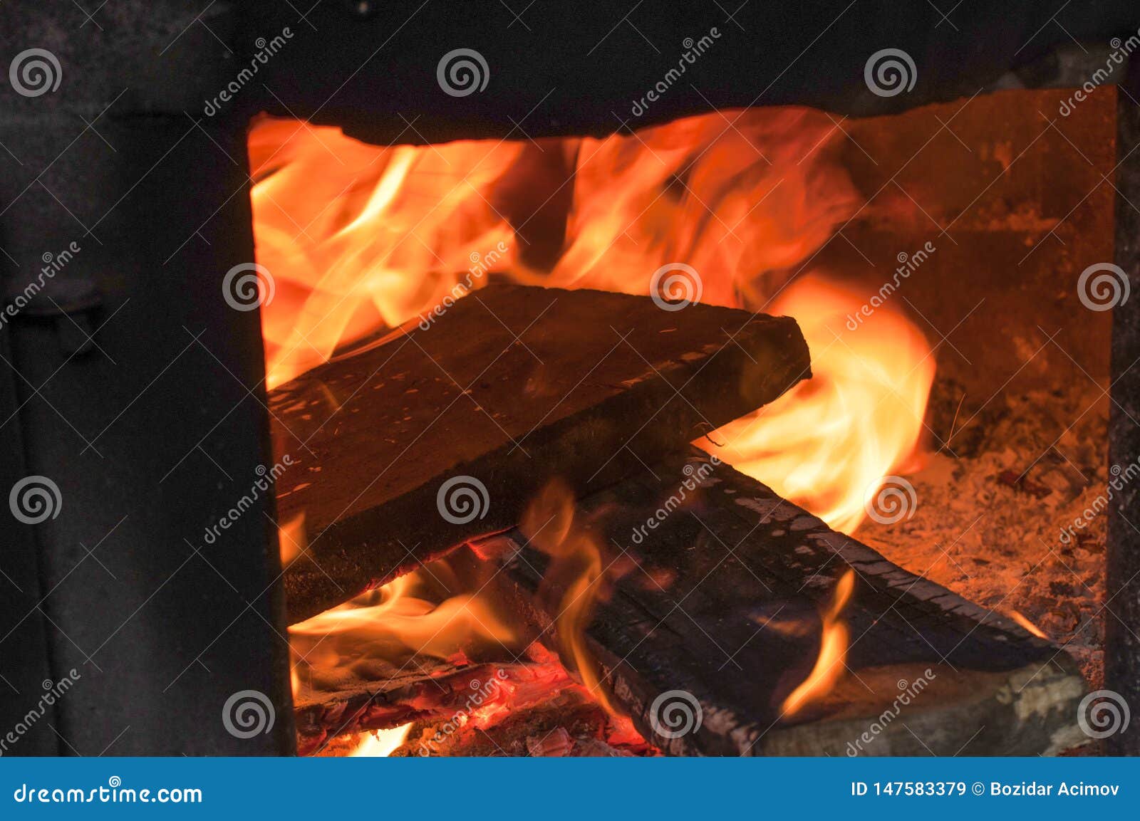 Fire in the furnace stock image. Image of ember, blazing - 147583379