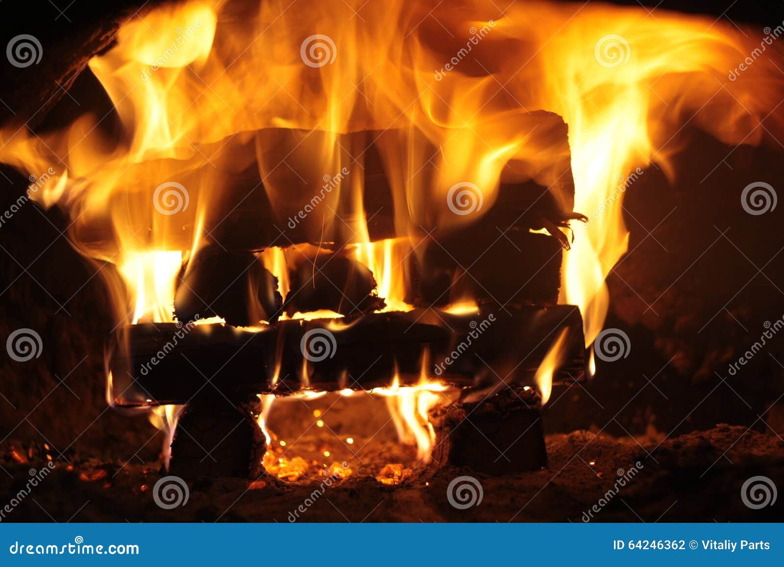 Fire in the furnace stock photo. Image of coal, effect - 64246362