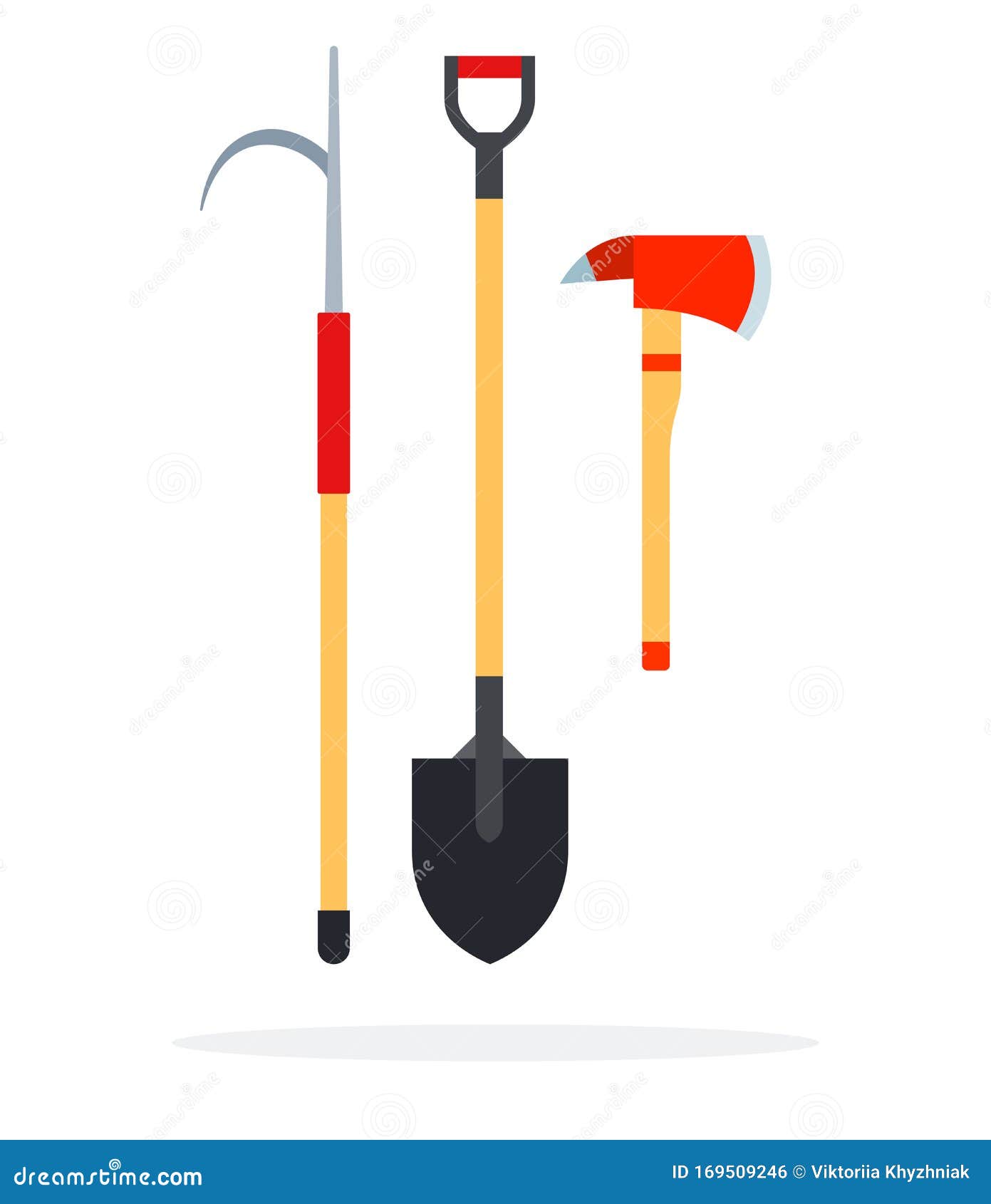 Fire Gaff, Shovel and an Ax Flat Isolated Vector Stock Vector ...