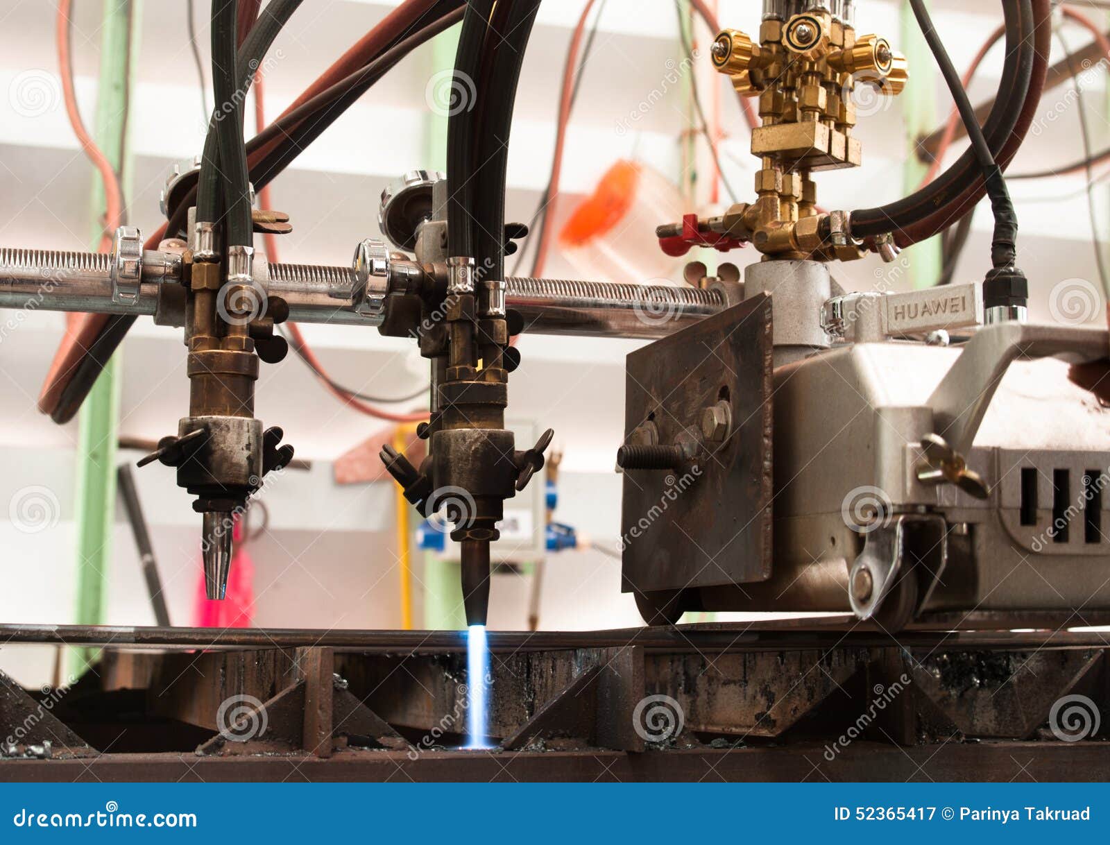 Fire Gas Cutting Steel Plate Stock Image - Image of flat, equipment ...