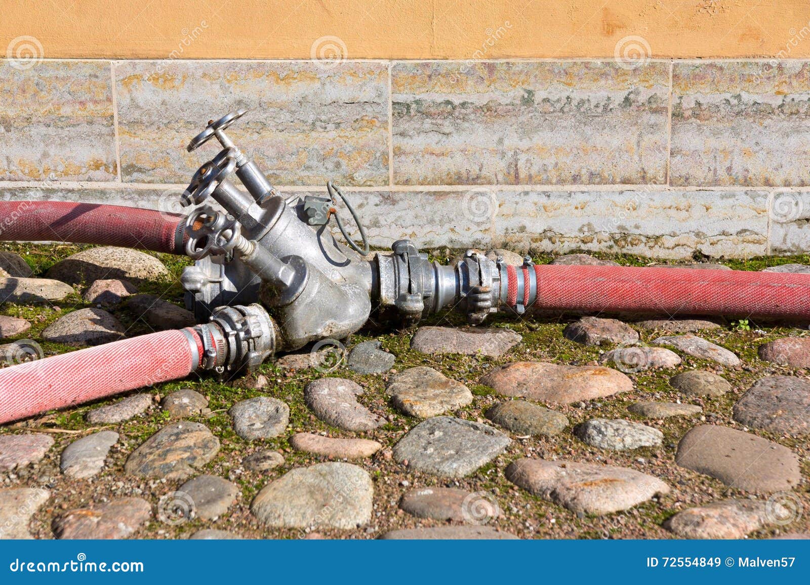 The Fire Gate a Tee and Hoses for Water Stock Image - Image of metal ...