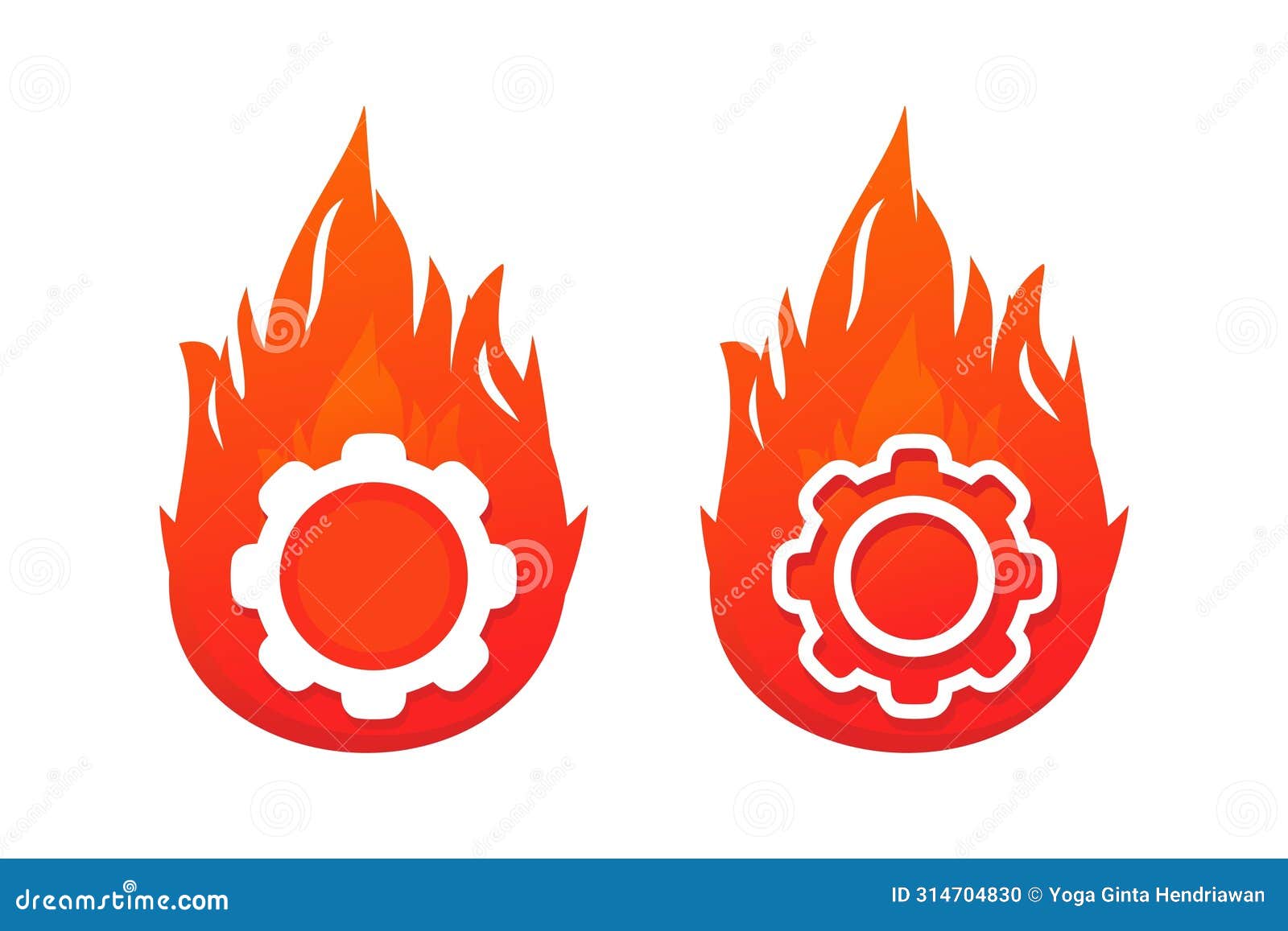 Fire With Gear Logo Vector. Flame Logo Design Template. Icon Symbol ...