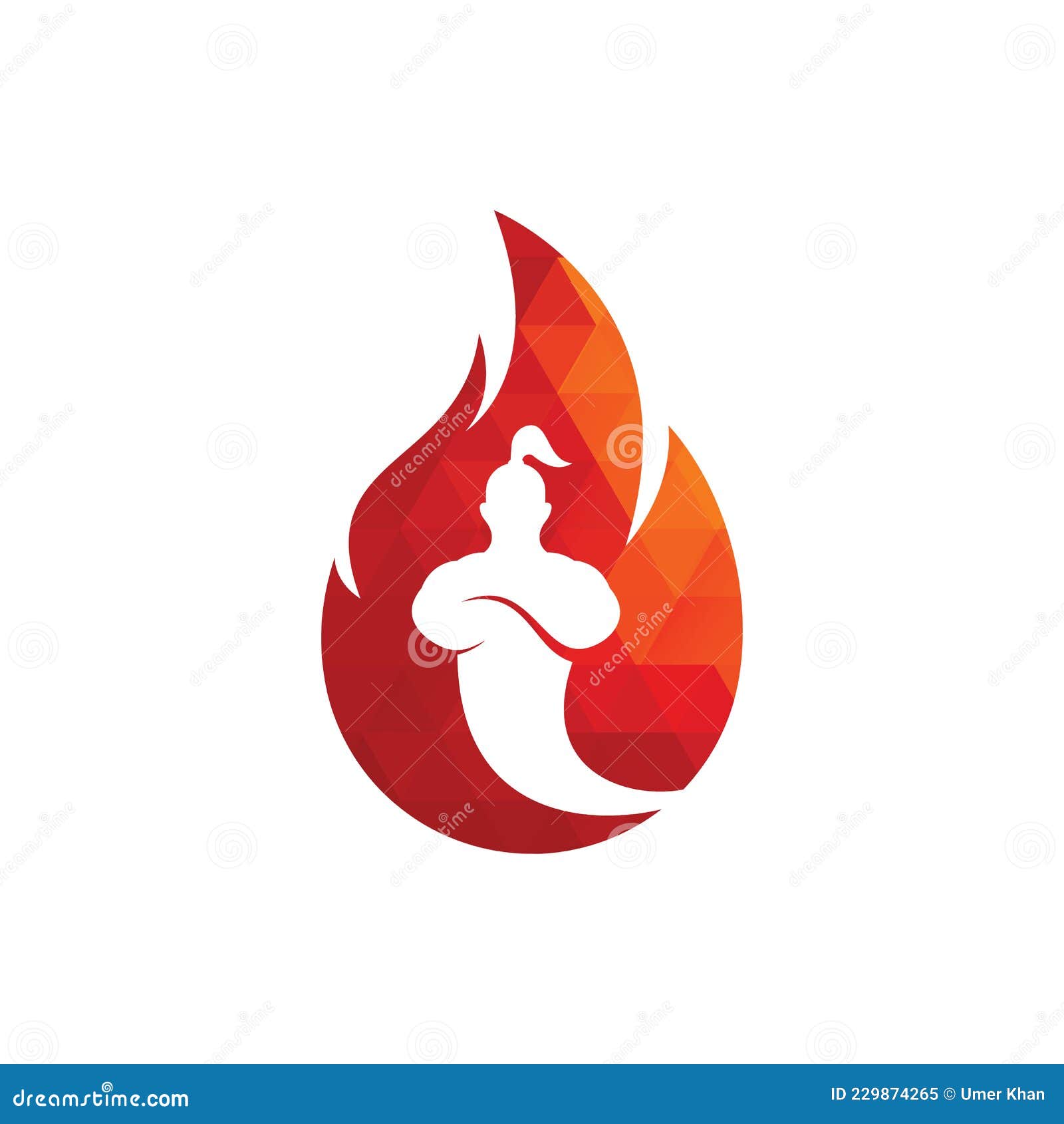 Fire Genie Logo Design Template Vector. Stock Vector - Illustration of ...