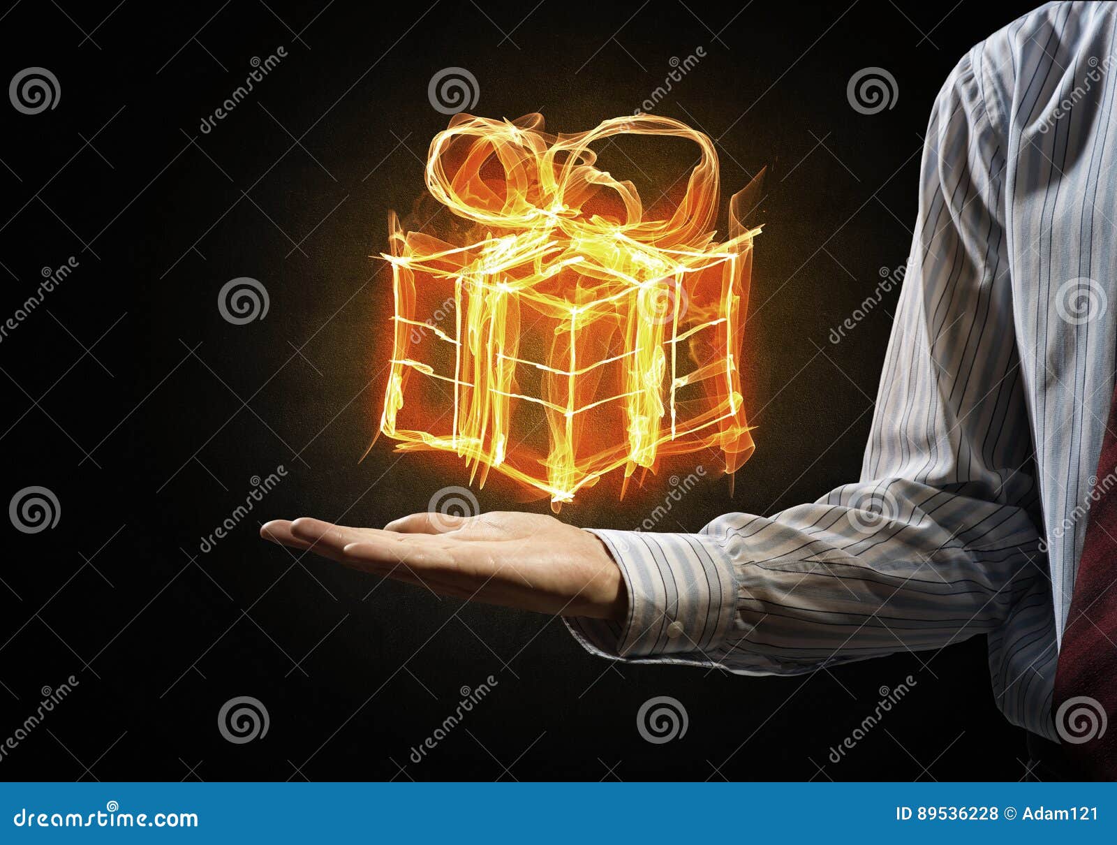 Fire gift box stock photo. Image of wrap, ribbon, season - 89536228