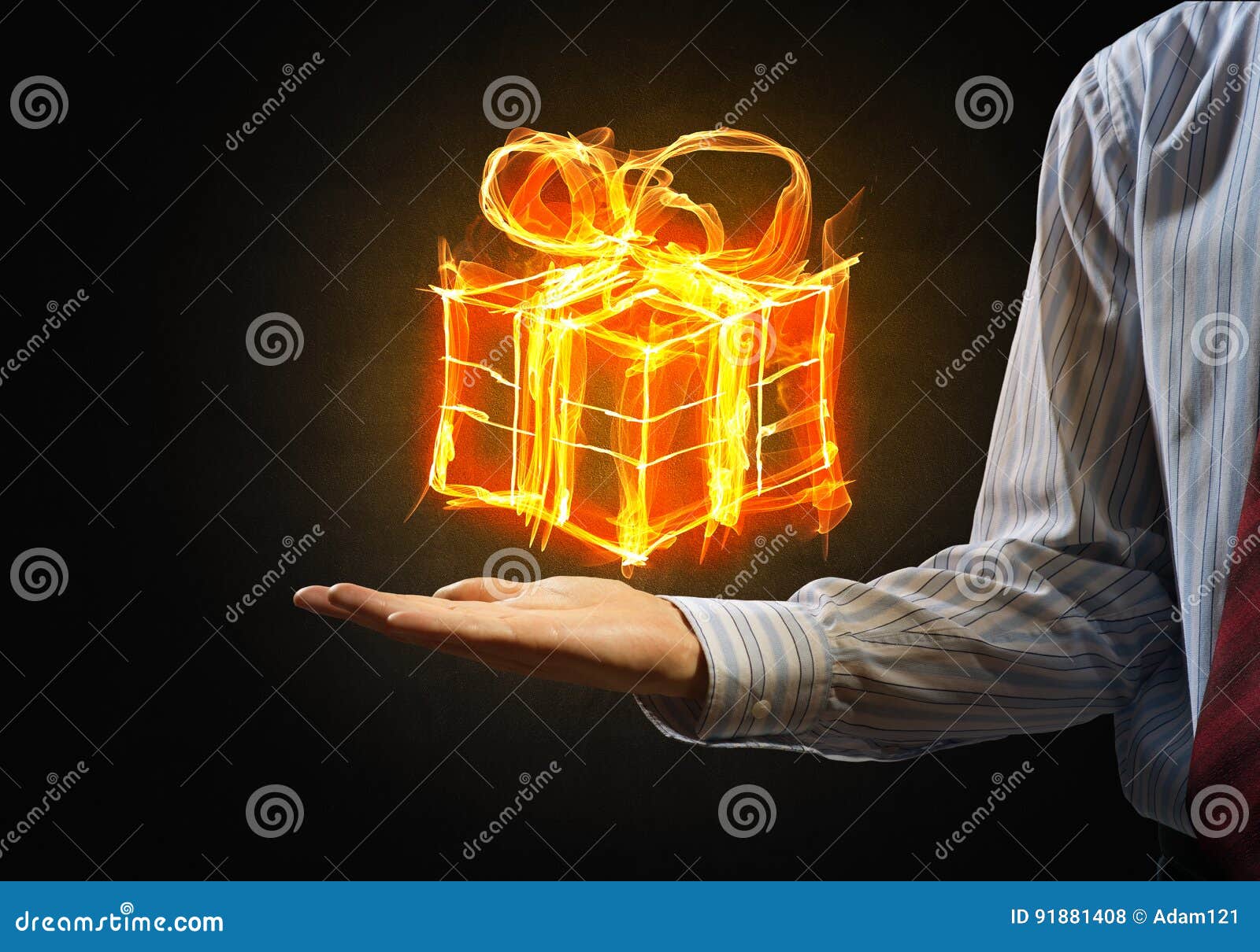 Fire gift box stock photo. Image of symbol, decorative - 91881408