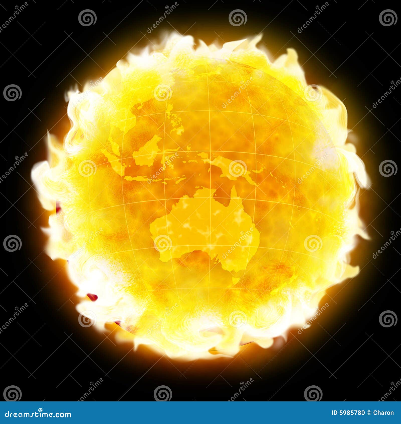 Global Warming Fire Planet Earth Stock Illustration - Illustration of ...