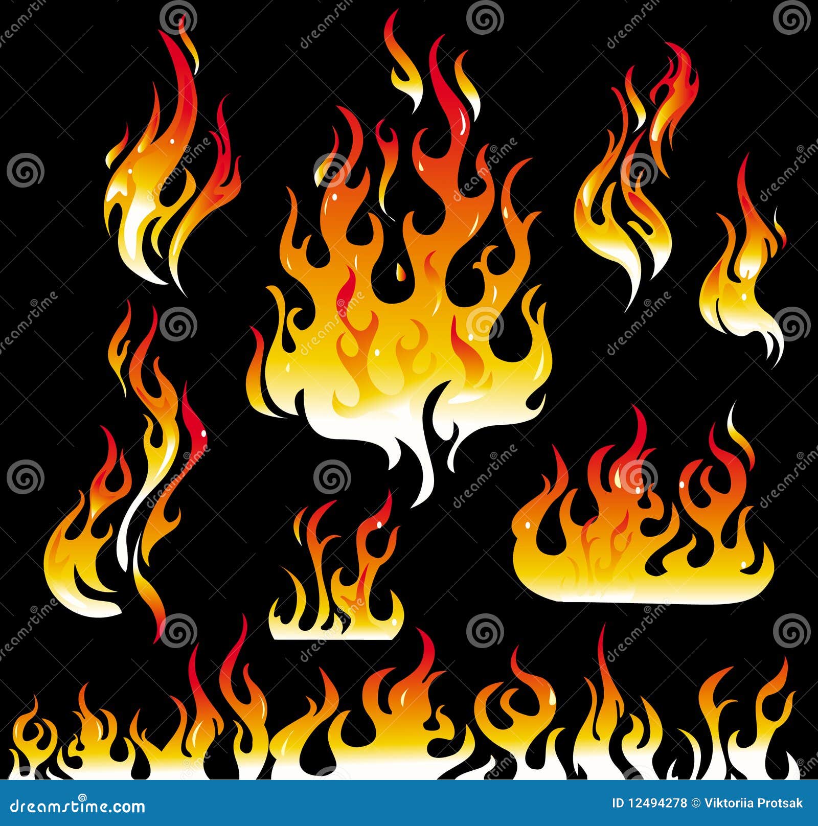 Fire graphic elements stock vector. Illustration of engulfed - 12494278