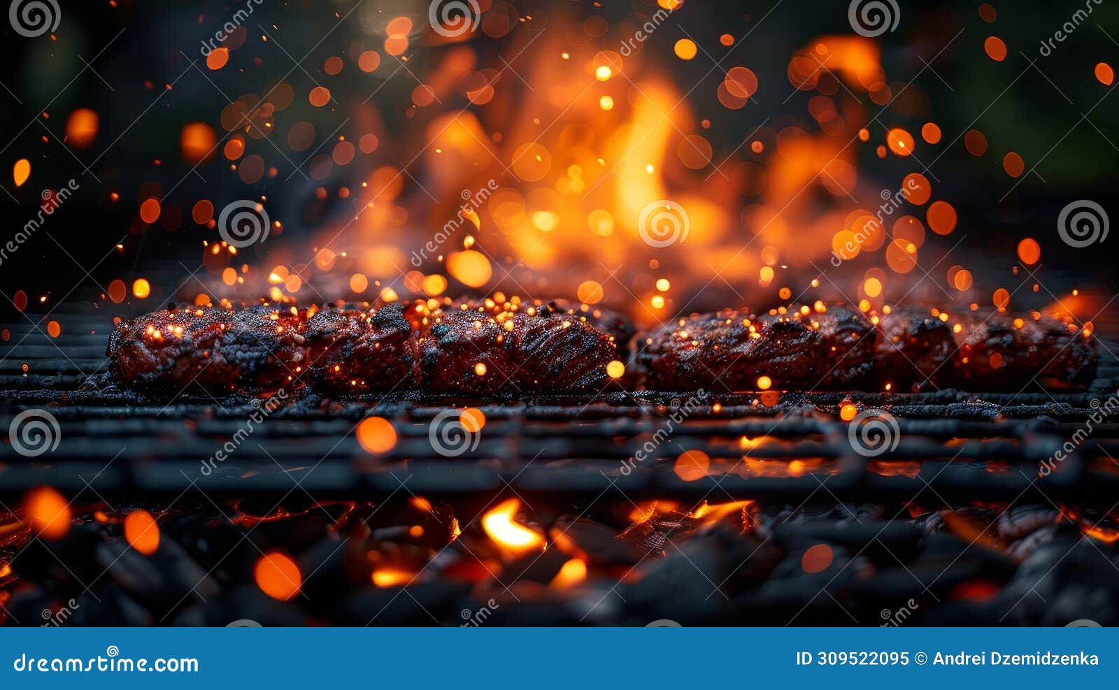 Fire Grid with Barbecue Grill - Empty Fire Grid on Black Background ...