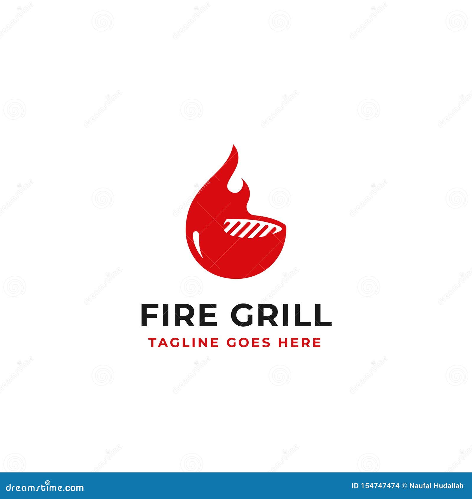 Fire Grill Logo Design for Beef Restaurant Brand Identity Concept ...