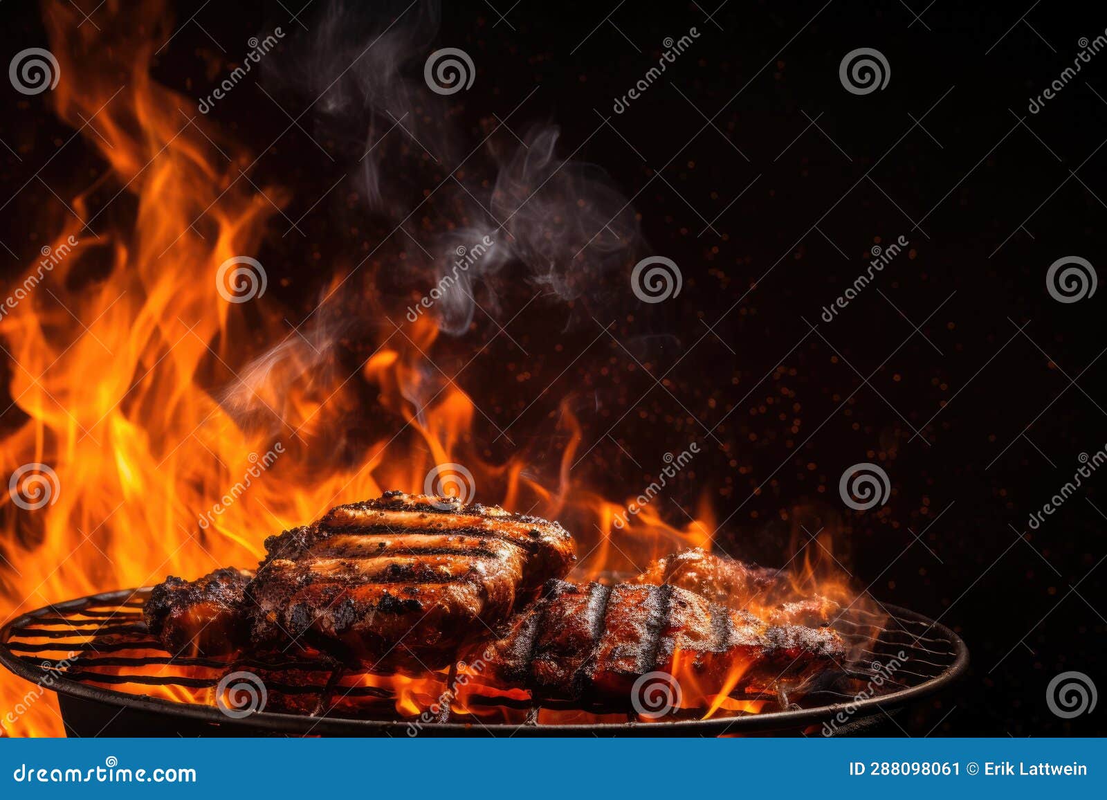 Fire Grilled Themed Background Large Copy Space - Stock Picture ...