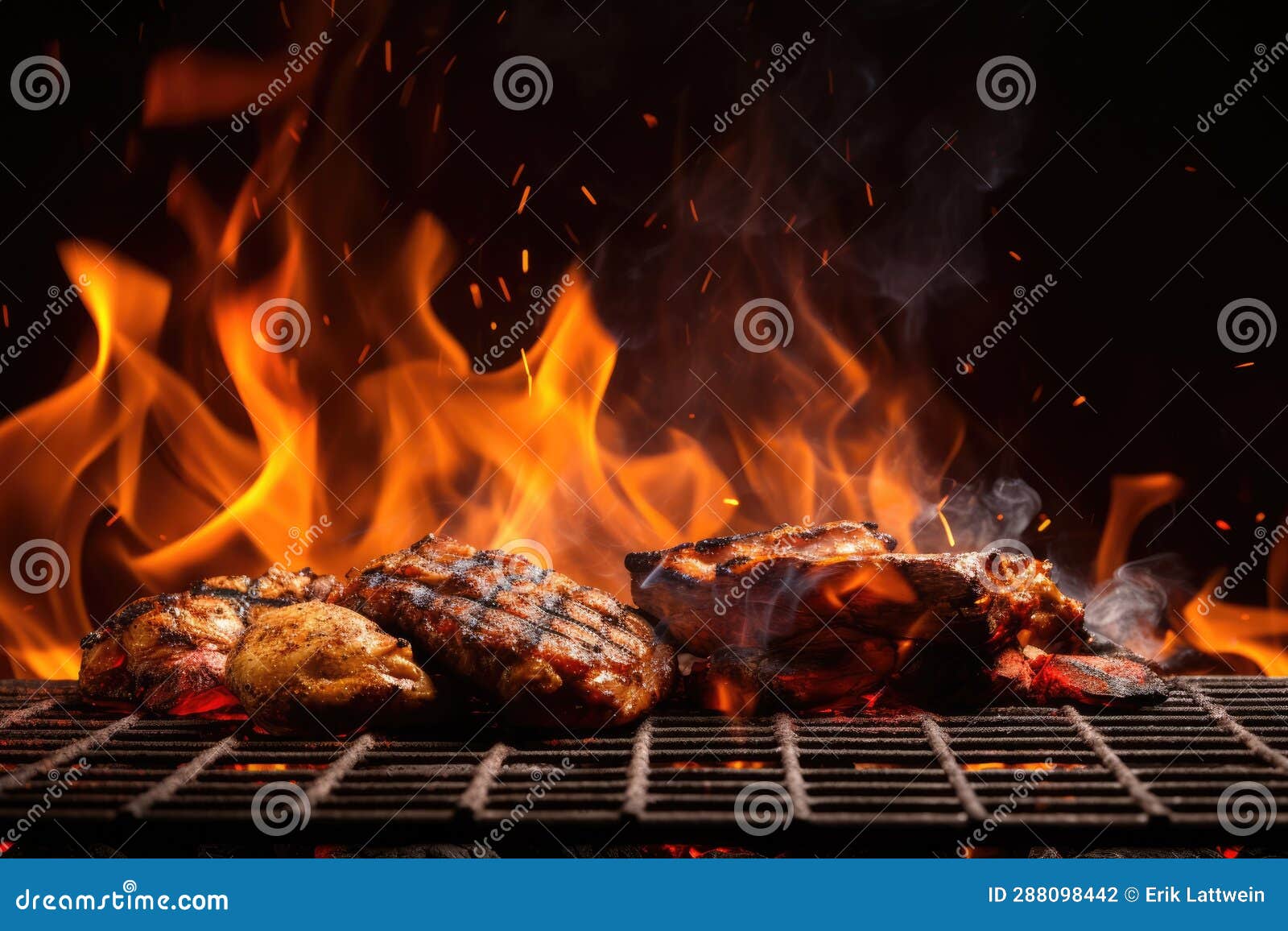 Fire Grilled Themed Background Large Copy Space - Stock Picture ...