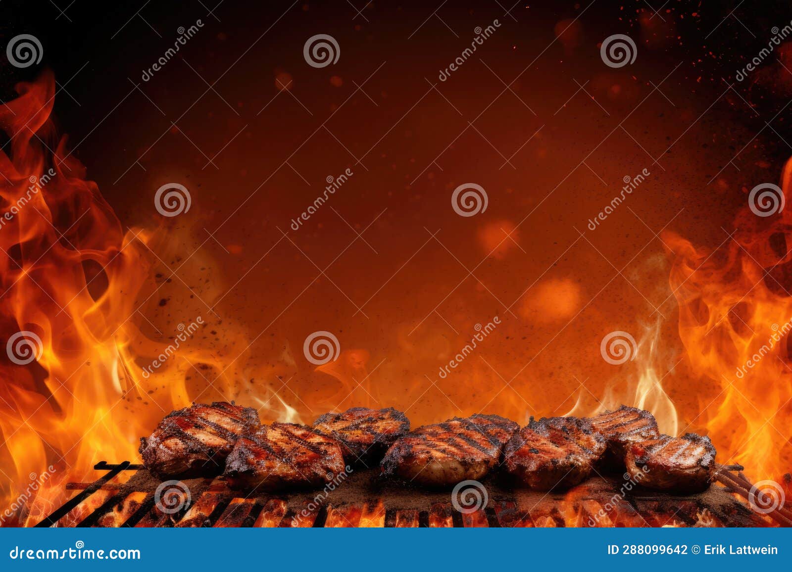 Fire Grilled Themed Background Large Copy Space - Stock Picture ...