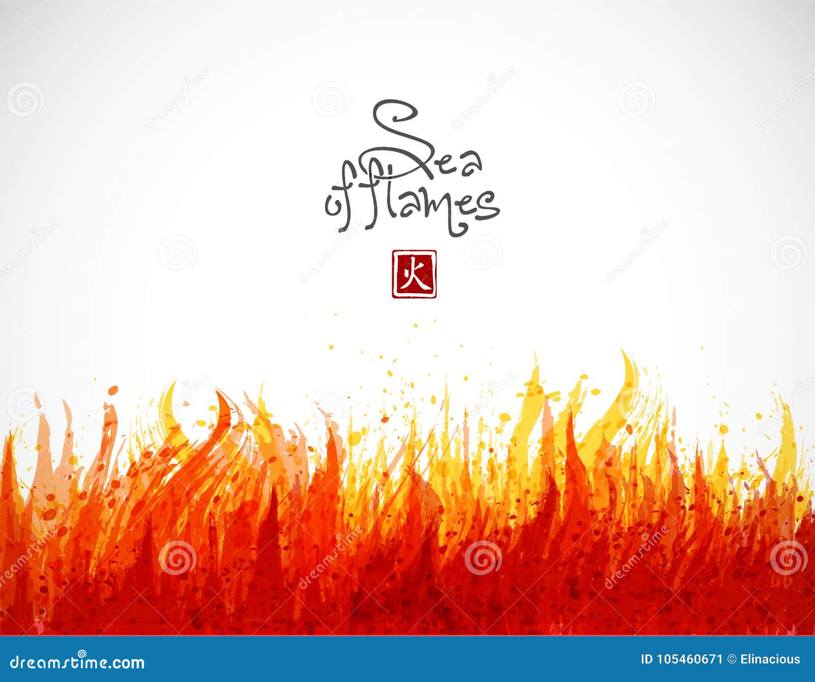 Fire Grunge Splash with Place for Your Text on White Background. Vector ...