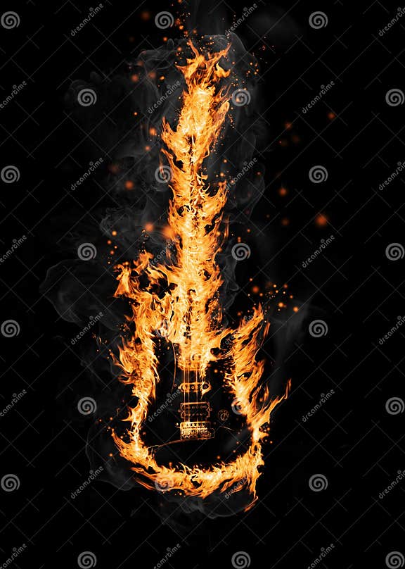 Fire guitar stock illustration. Illustration of conceptual - 22950473