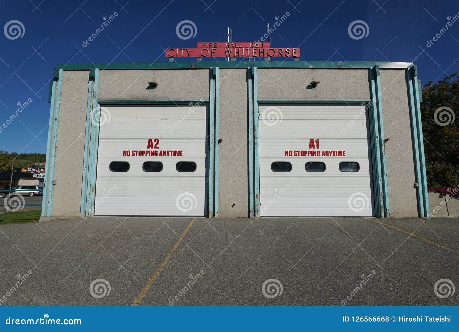 Fire Hall Along Front Street in Whitehorse, Canada Stock Photo - Image ...
