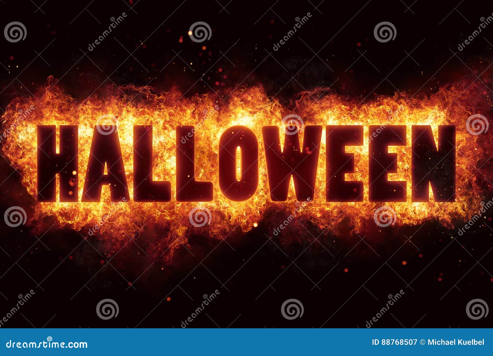 Fire Halloween for Horror Flame Holiday Design Stock Illustration ...