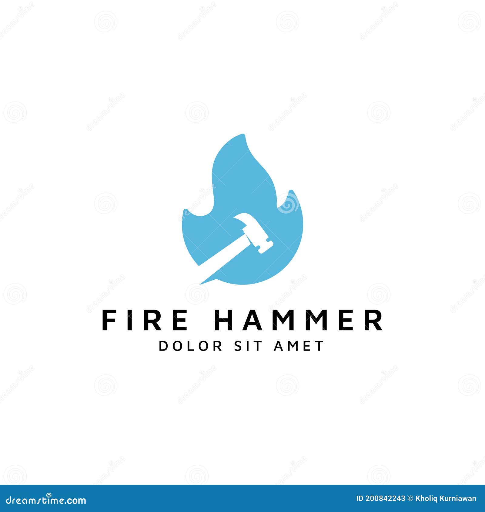 Fire and Hammer Negative Space Logo Design Stock Vector - Illustration ...