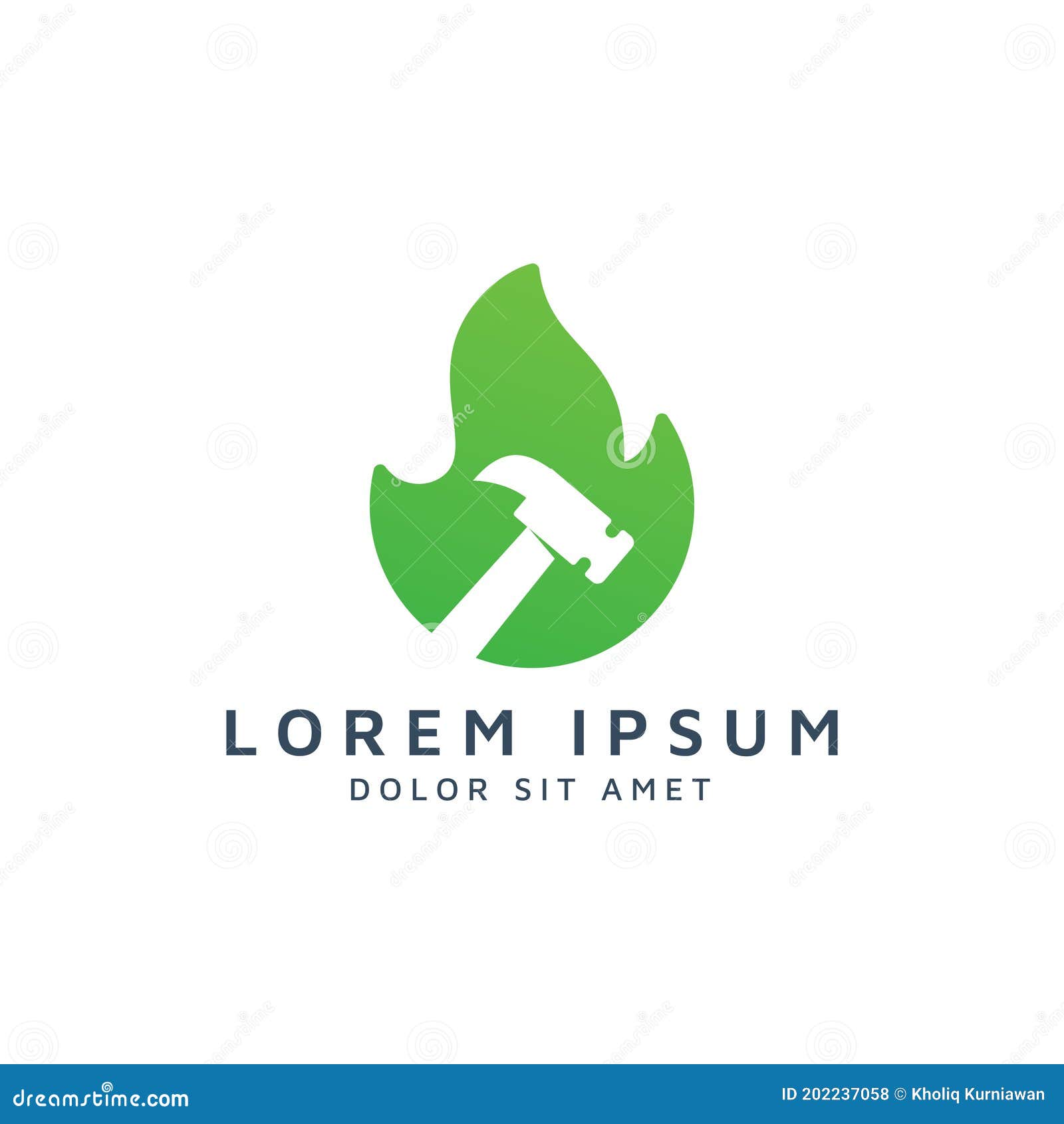 Fire and Hammer Negative Space Logo Design Stock Vector - Illustration ...