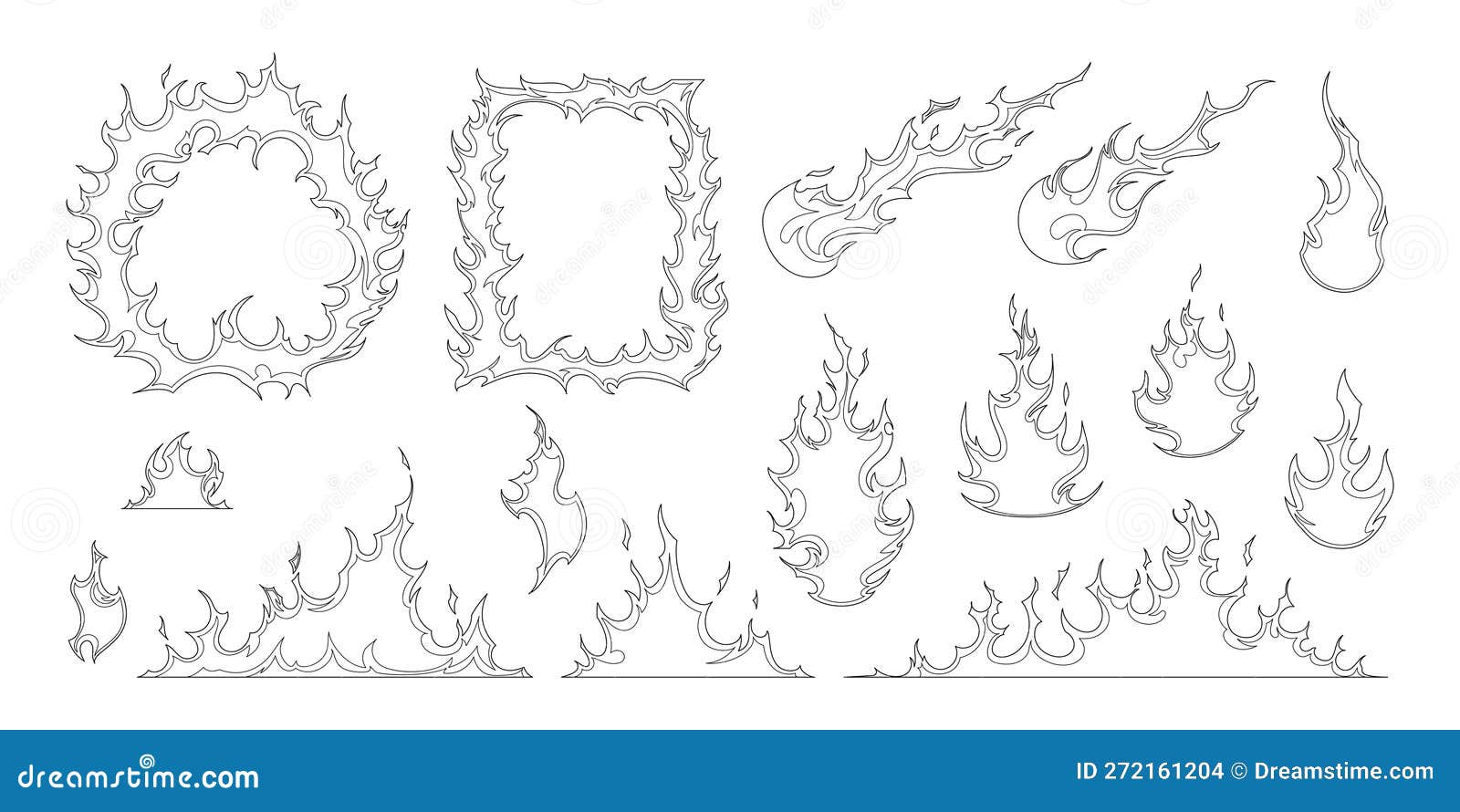 Fire Hand Drawn Set stock vector. Illustration of wild - 272161204