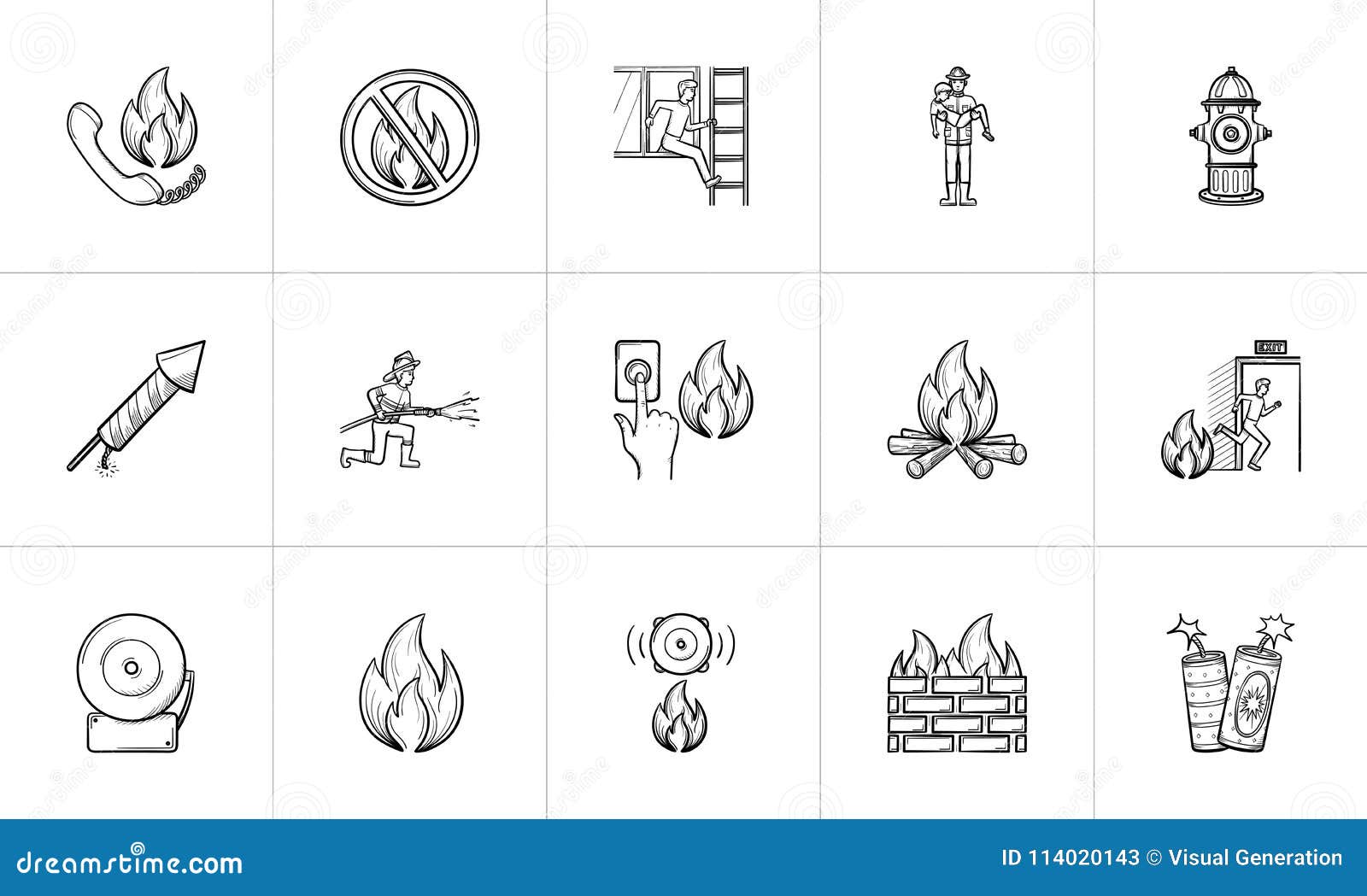 Fire Hand Drawn Sketch Icon Set. Stock Vector - Illustration of exit ... Fire Hand Drawn Sketch Icon Set. Stock Vector - Illustration of exit ...