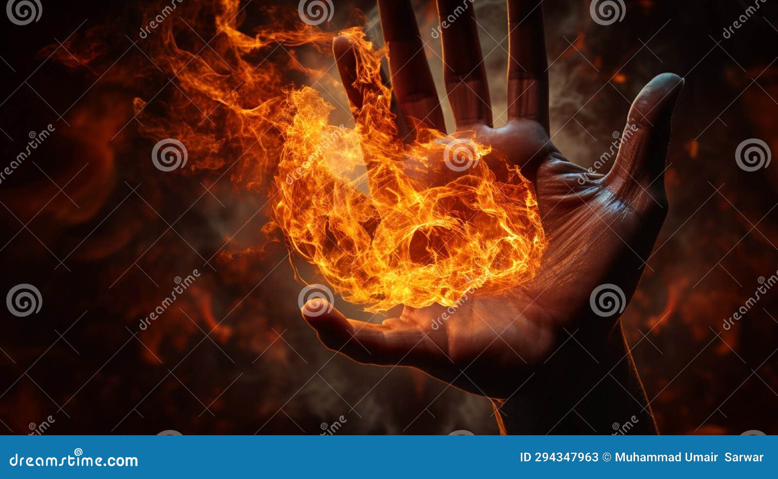 Fire in Hand Generated by AI Tool Stock Illustration - Illustration of ...