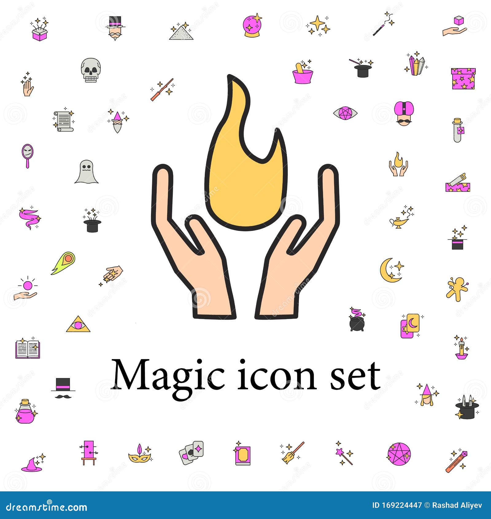 Fire in Hand Icon. Magic Icons Universal Set for Web and Mobile Stock ...