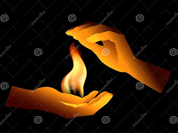 Fire in hands stock vector. Illustration of fire, yellow - 6773659