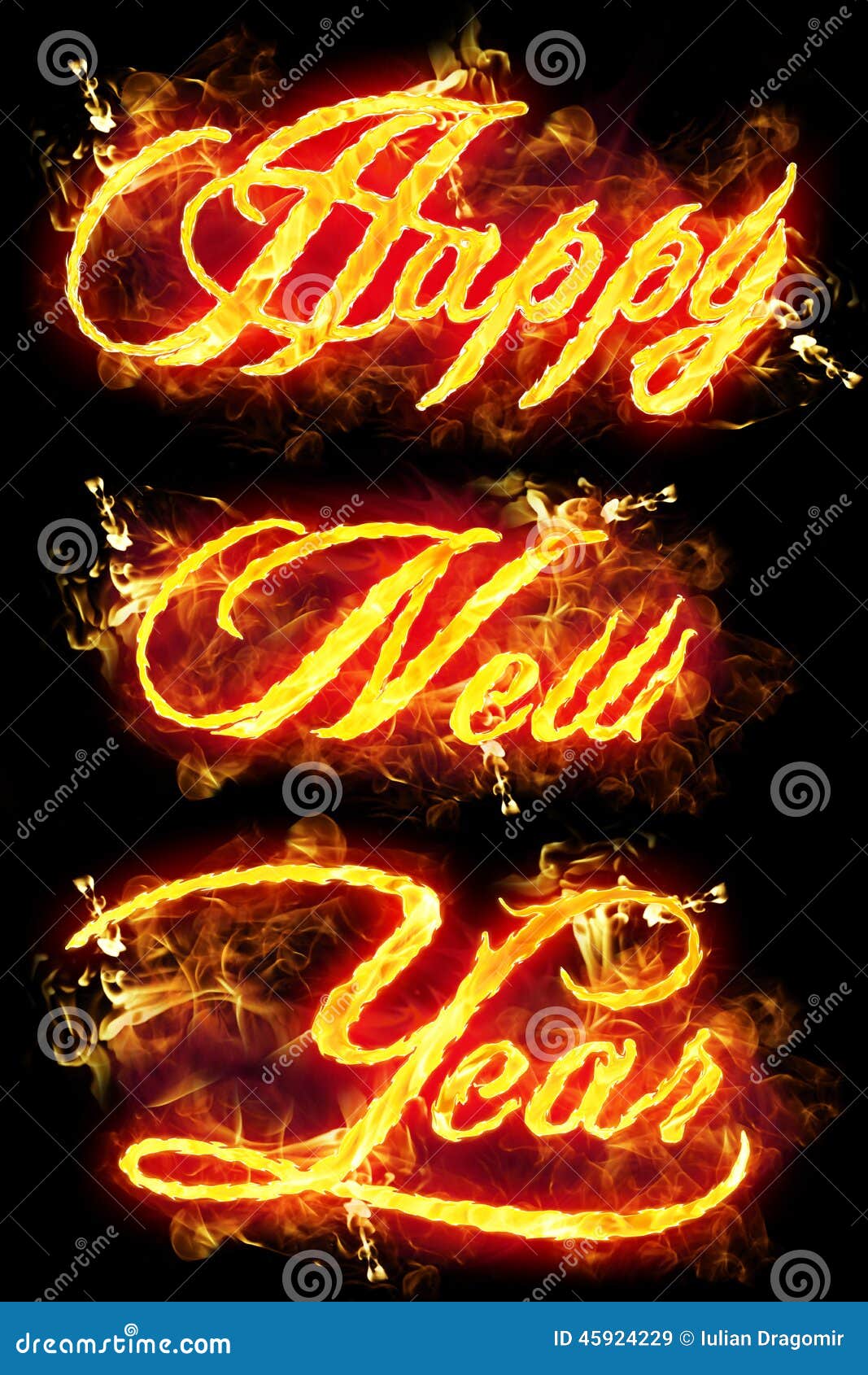Fire Text Happy New Year stock illustration. Illustration of words ...