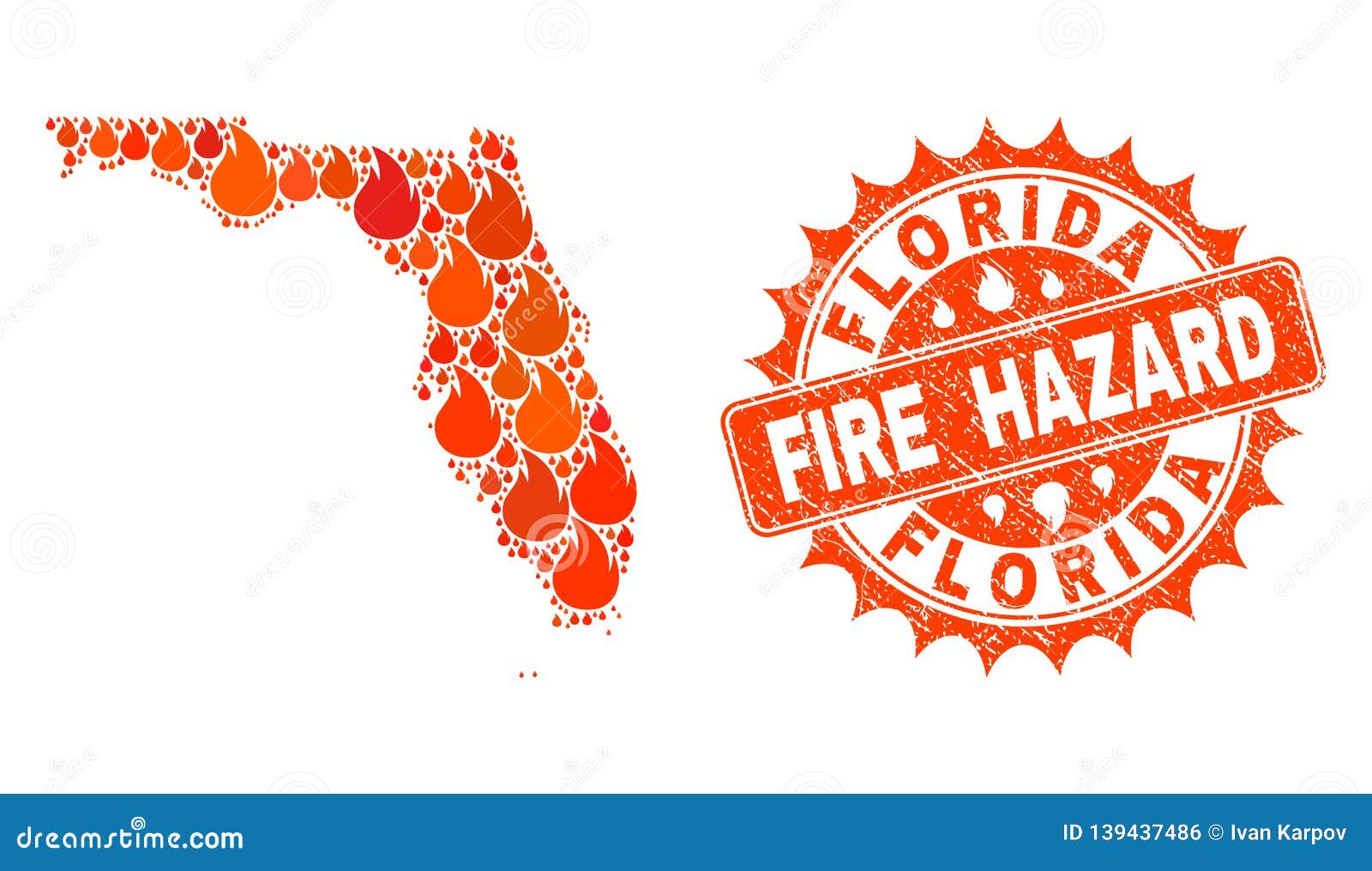 Composition of Map of Florida State Burning and Fire Hazard Grunge ...