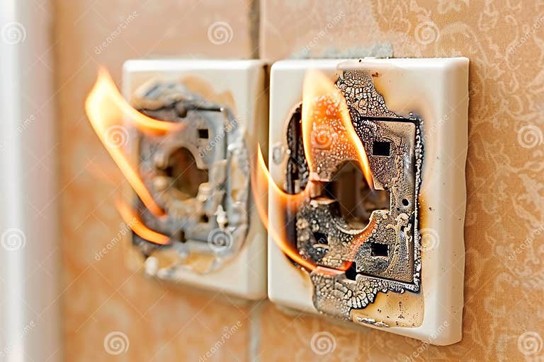 Fire Hazard Electrical Socket Sparking, Burning, and Posing a ...
