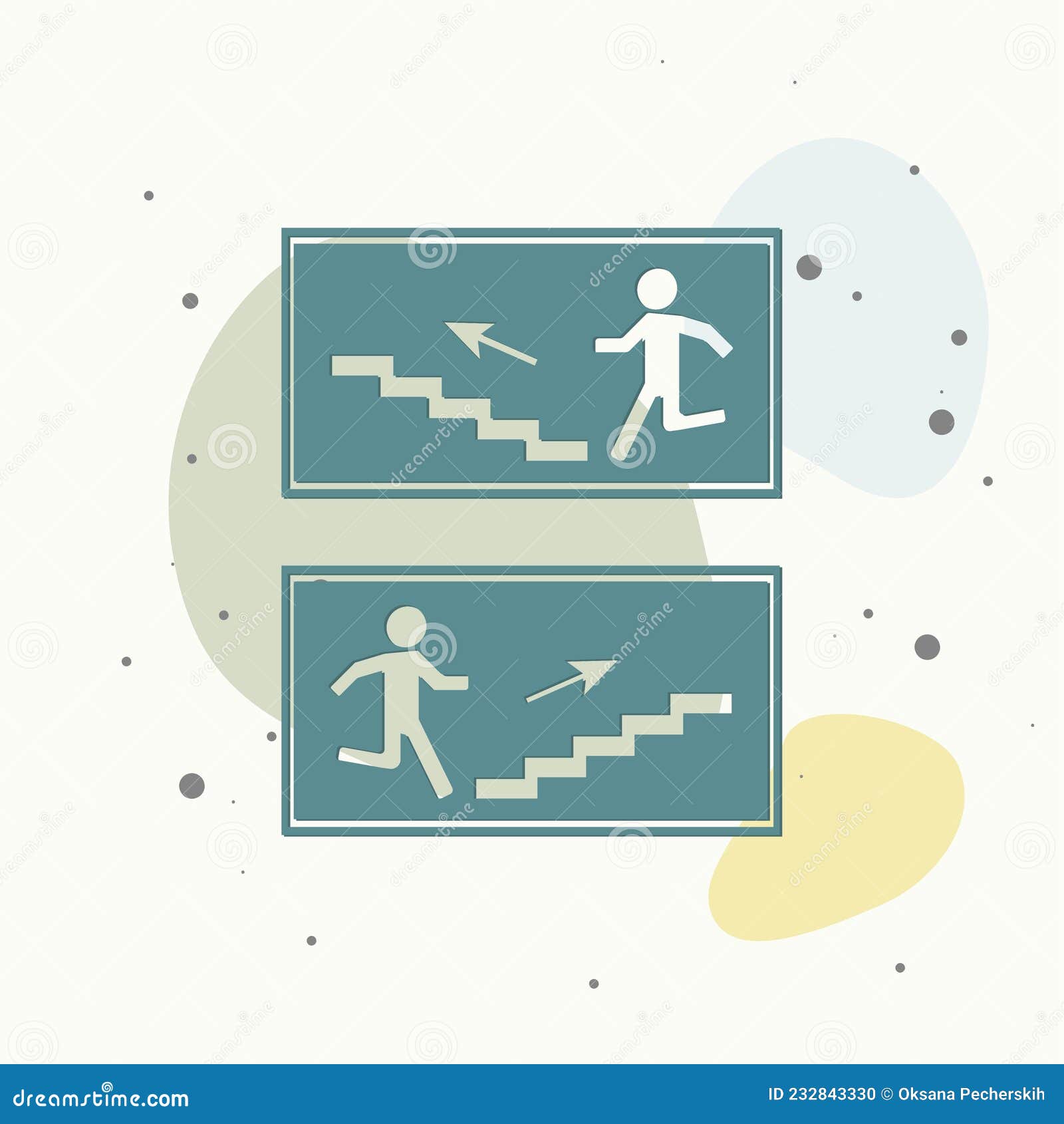 Fire Hazard. Route Of Evacuation Vector. Icon Of Evacuation. Emergency ...