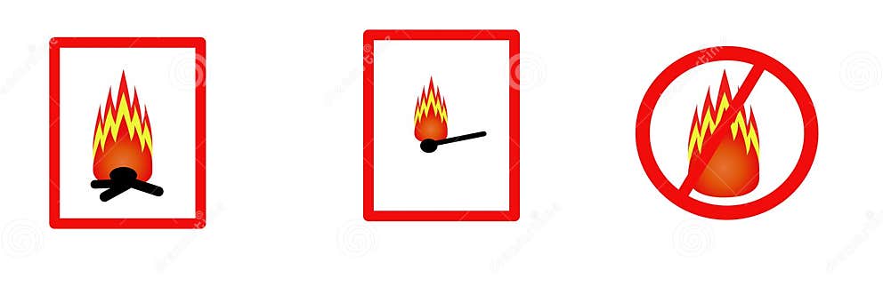 Fire Hazard Warning Signs.Three Common Fire Hazard Warning Signs. Stock ...