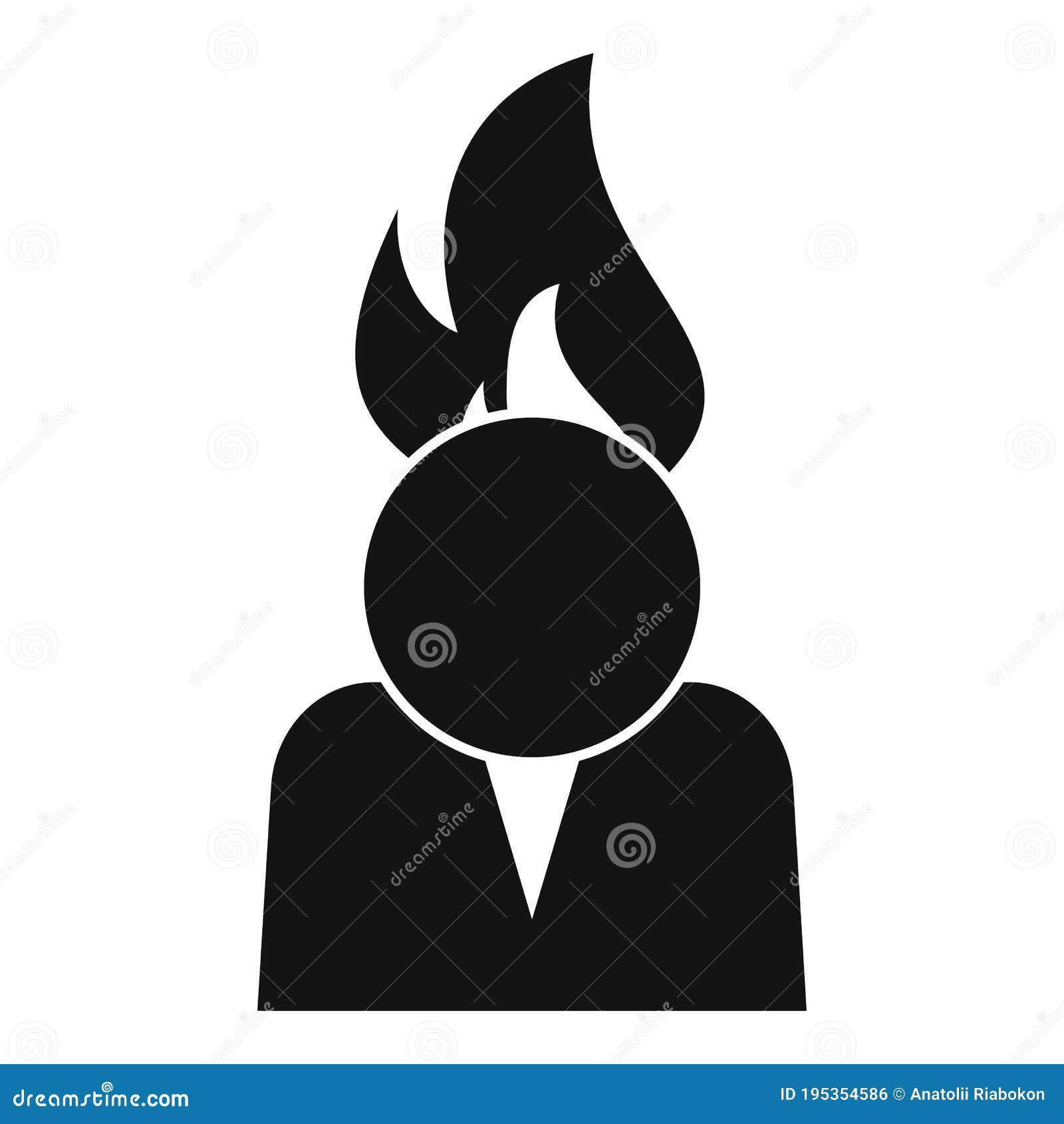 Fire Head Stress Icon, Simple Style Stock Vector - Illustration of ...