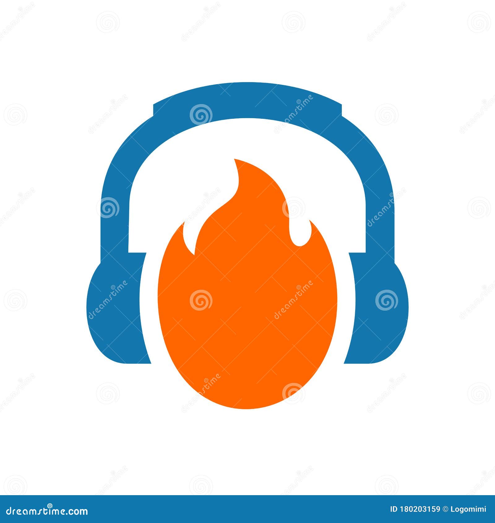 Fire and Headphone Logo, Flame and Headset Icon, Vector Illustration ...