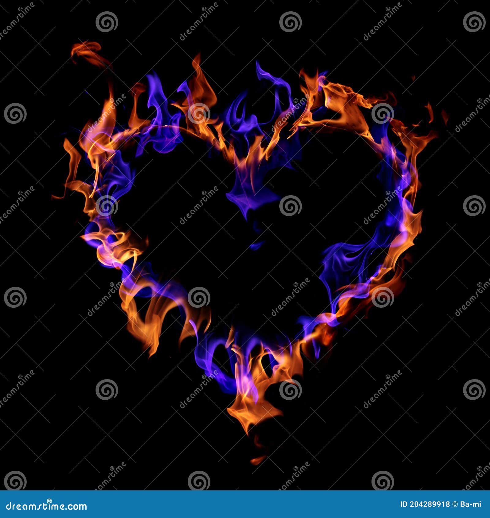 Blue Fire Heart Background