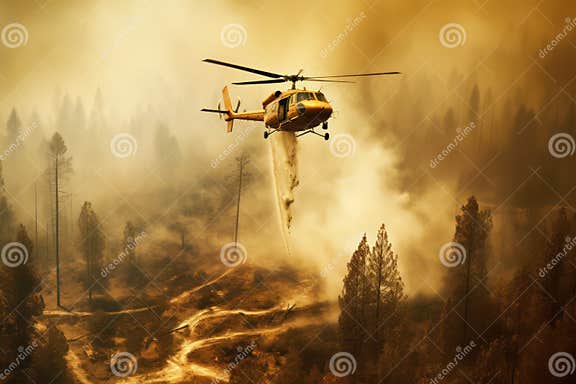 Fire Helicopters Are Extinguishing Forest Fires With Ai Generated Stock