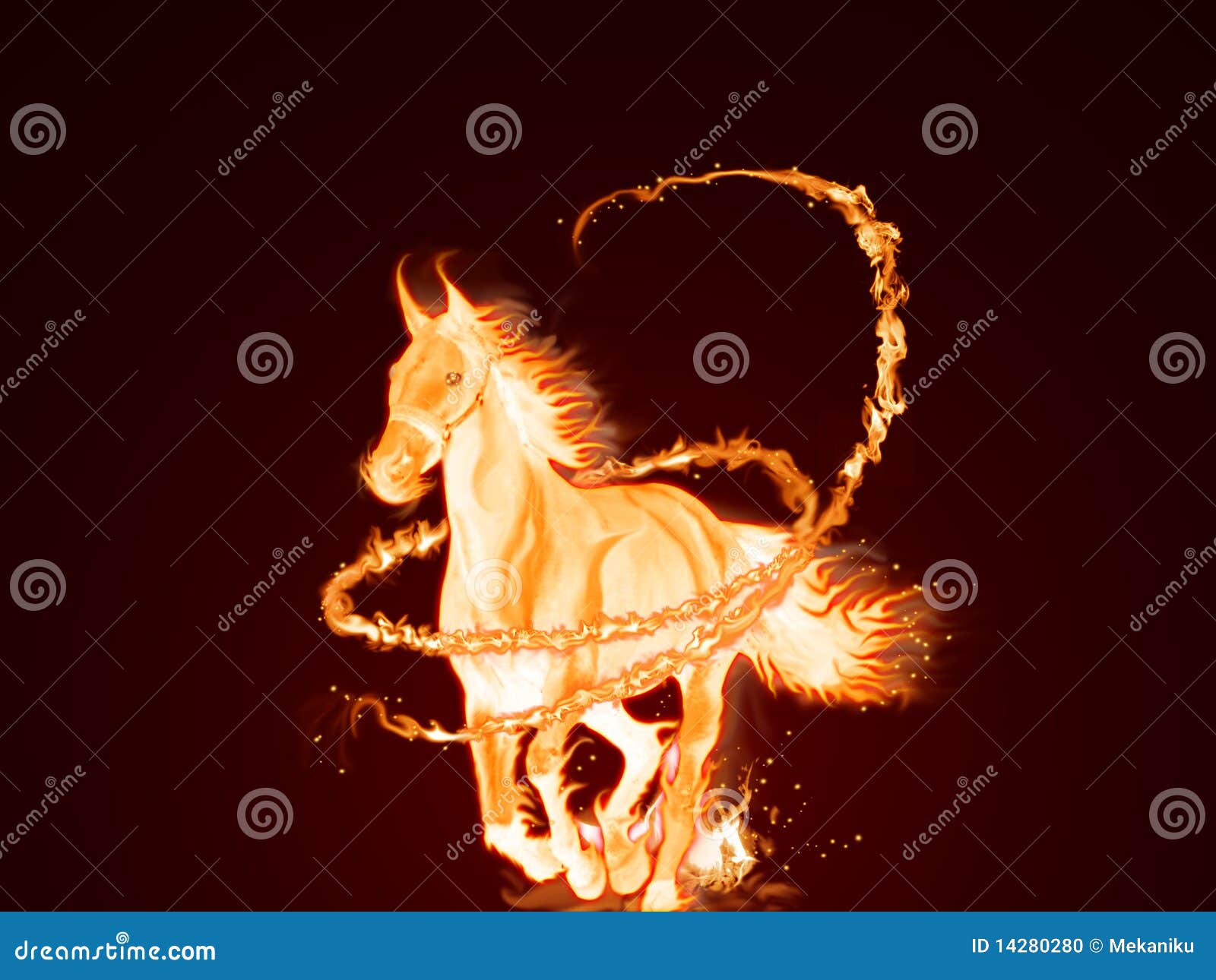 Fire Horse stock illustration. Illustration of orange - 14280280