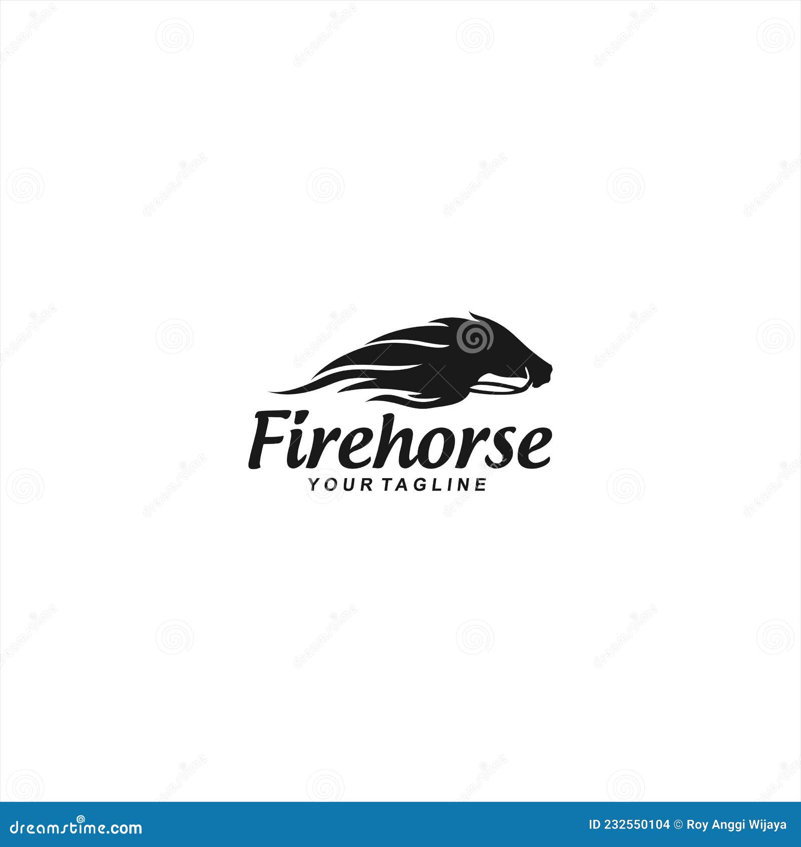 Fire Horse Logo Template Black and White Stock Vector - Illustration of ...