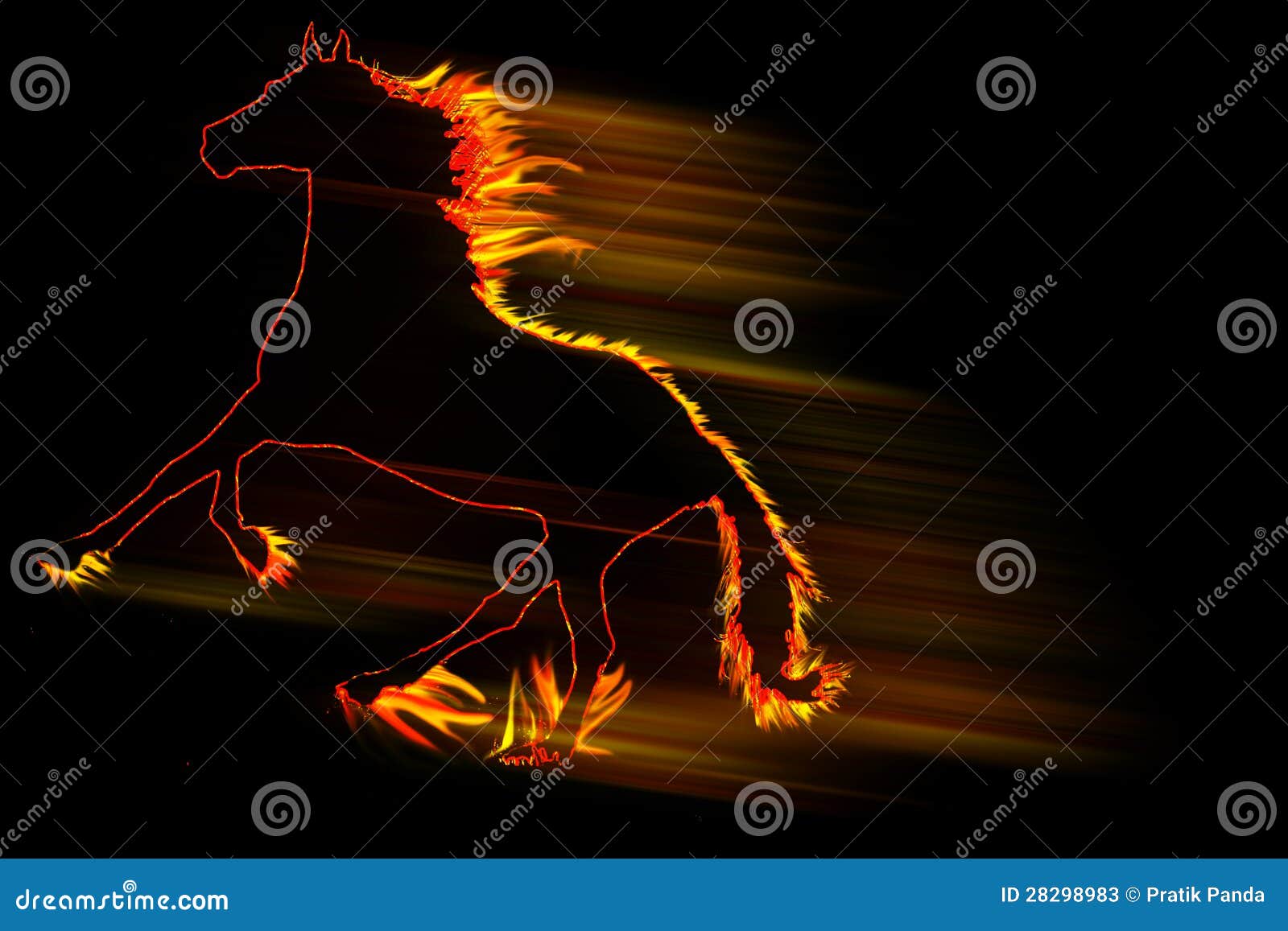 Fire Horse Running Fast Isolated on Black Stock Illustration ...