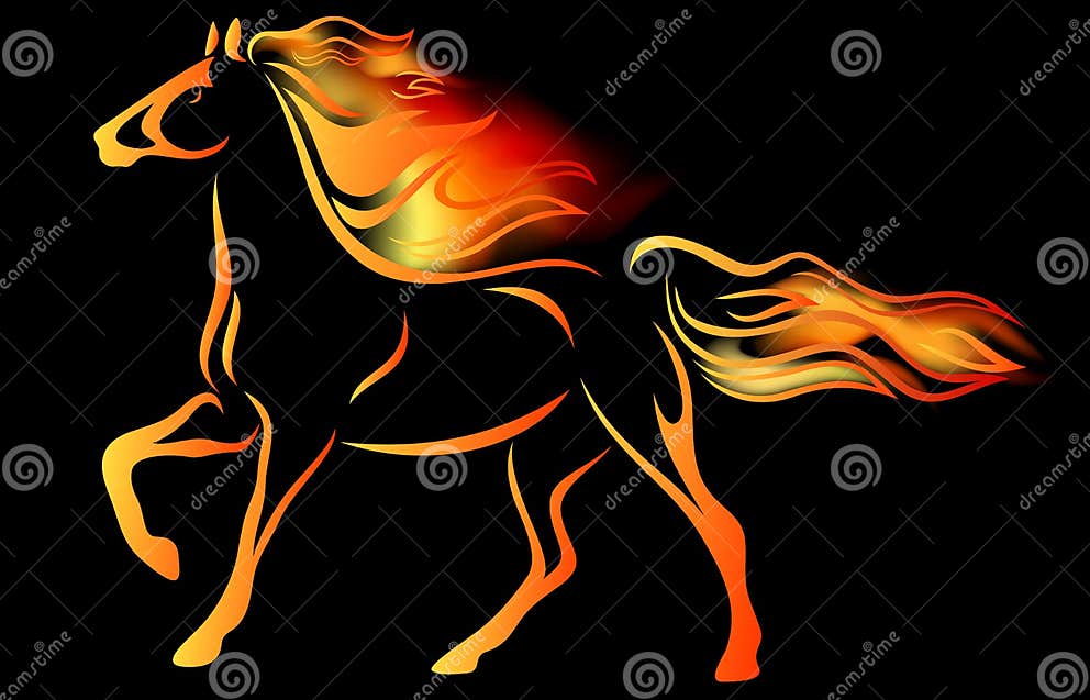Fire horse vector stock vector. Illustration of flame - 23730534
