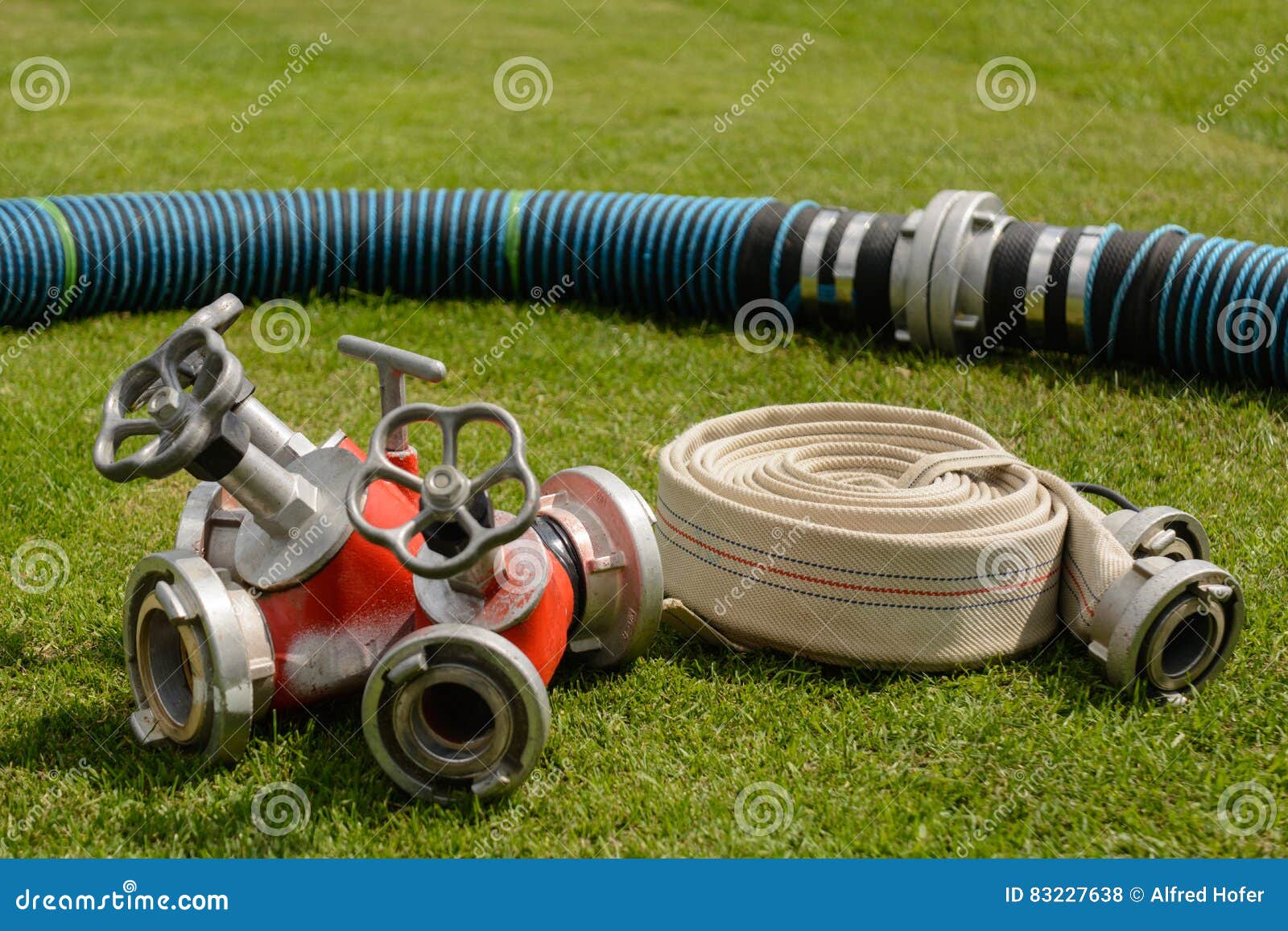 Fire Hose and Accessories - Close-up Stock Photo - Image of ...